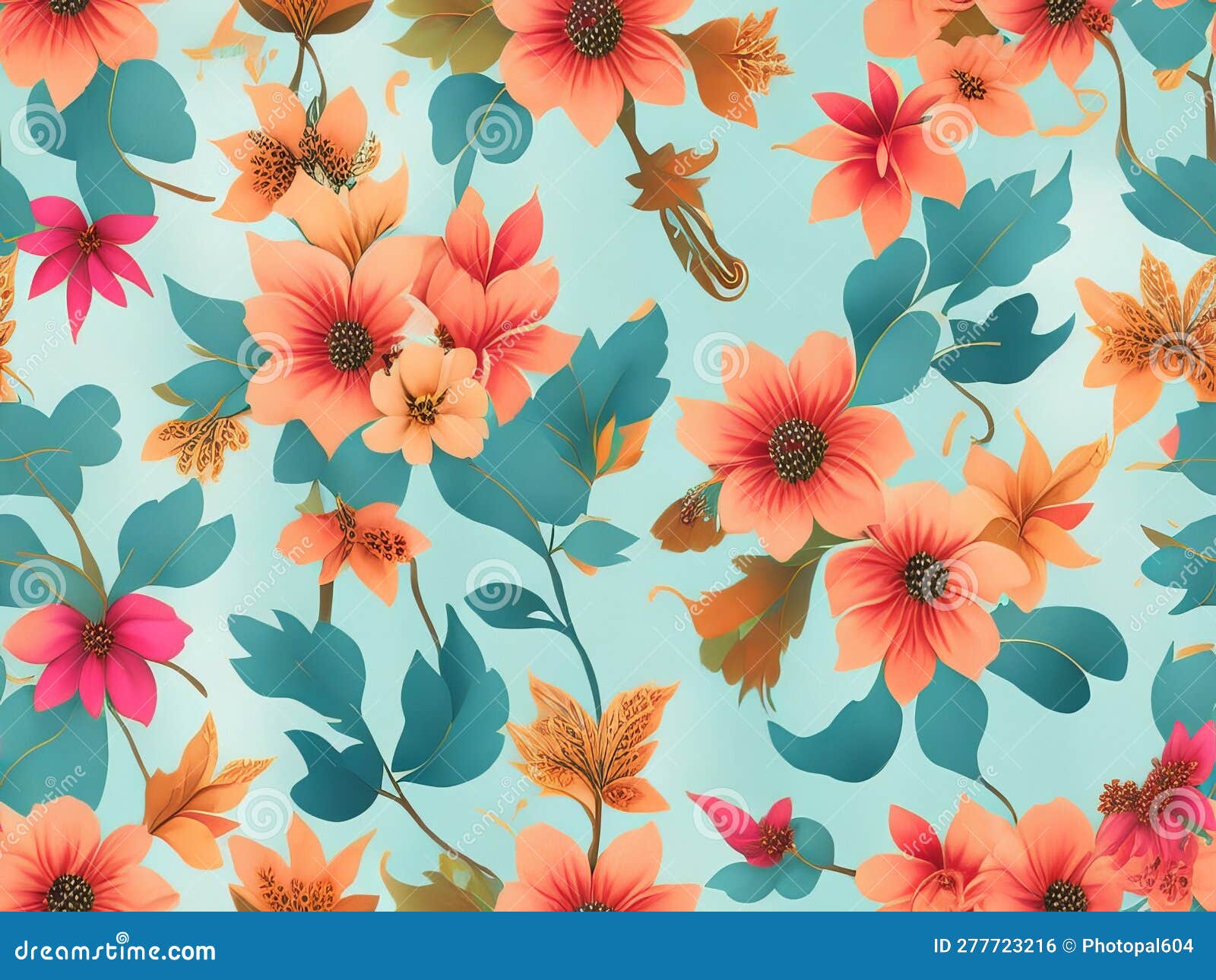 Retro Background with Stylized Flower Pattern. Stock Illustration ...