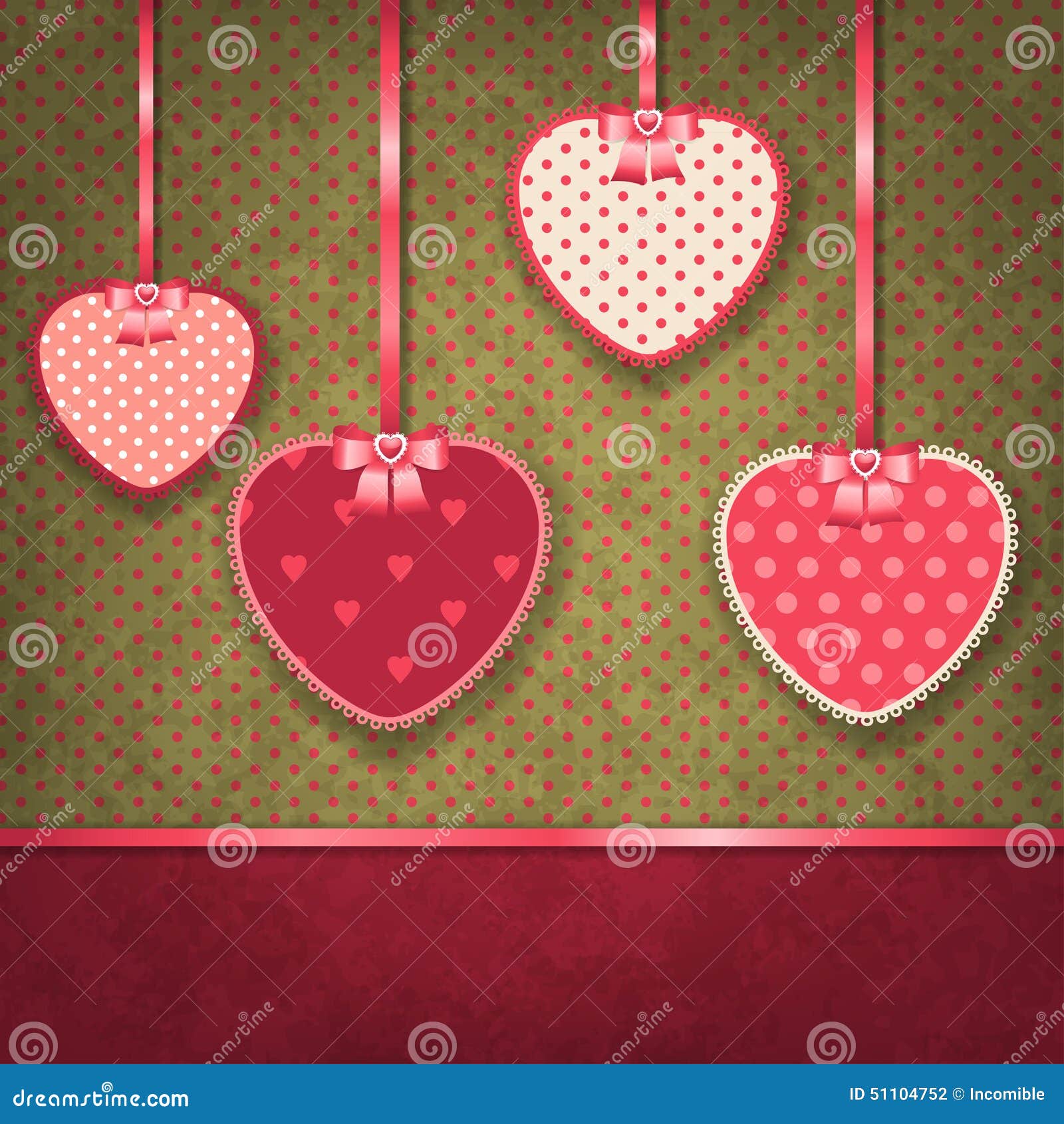 Retro Background of Vintage Design with Hearts Stock Vector ...