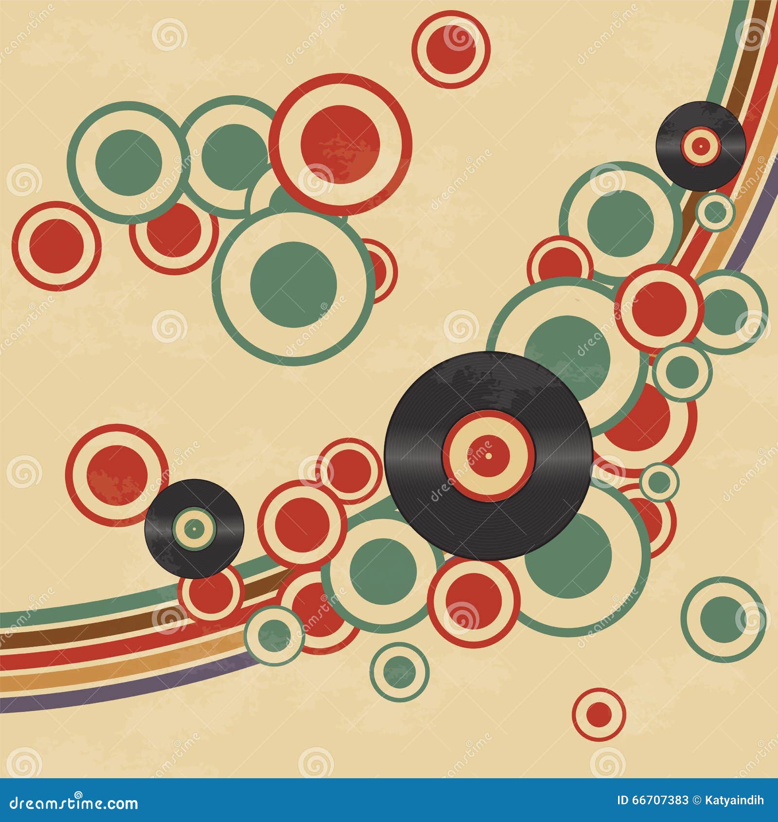 Retro Background with Vinyl Records. Stock Vector - Illustration of ...