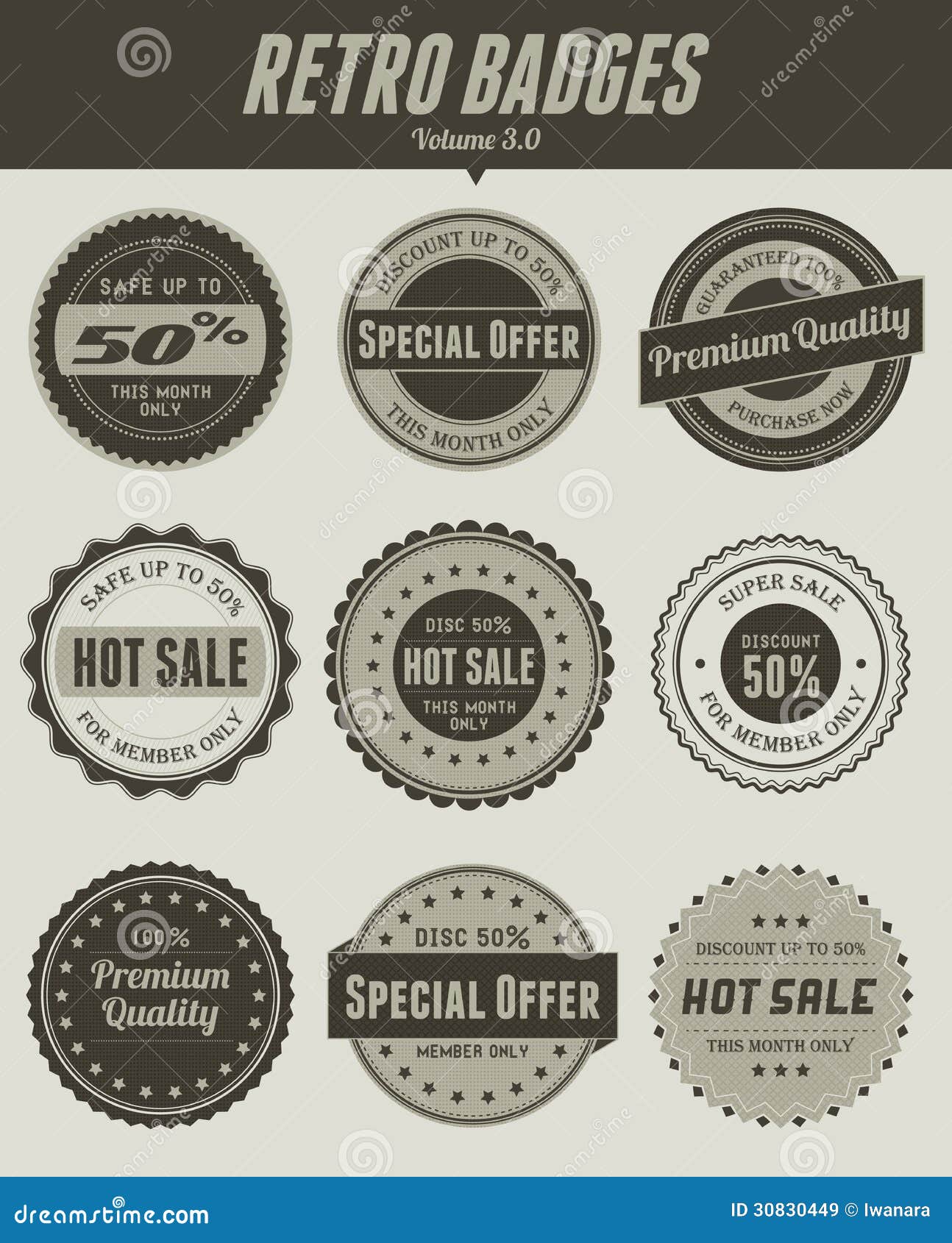 Retro Badges With Ribbon Banners. Vintage Color Label, Stamp Frame And ...
