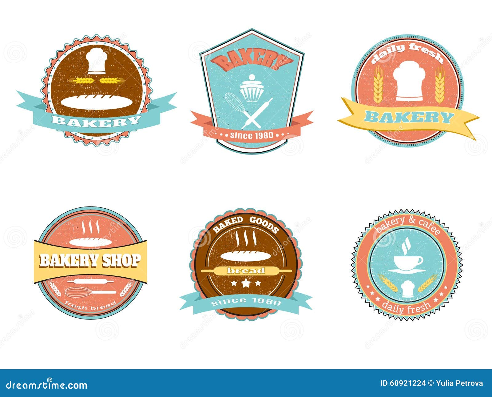 Retro bakery emblem set. stock vector. Illustration of food - 60921224