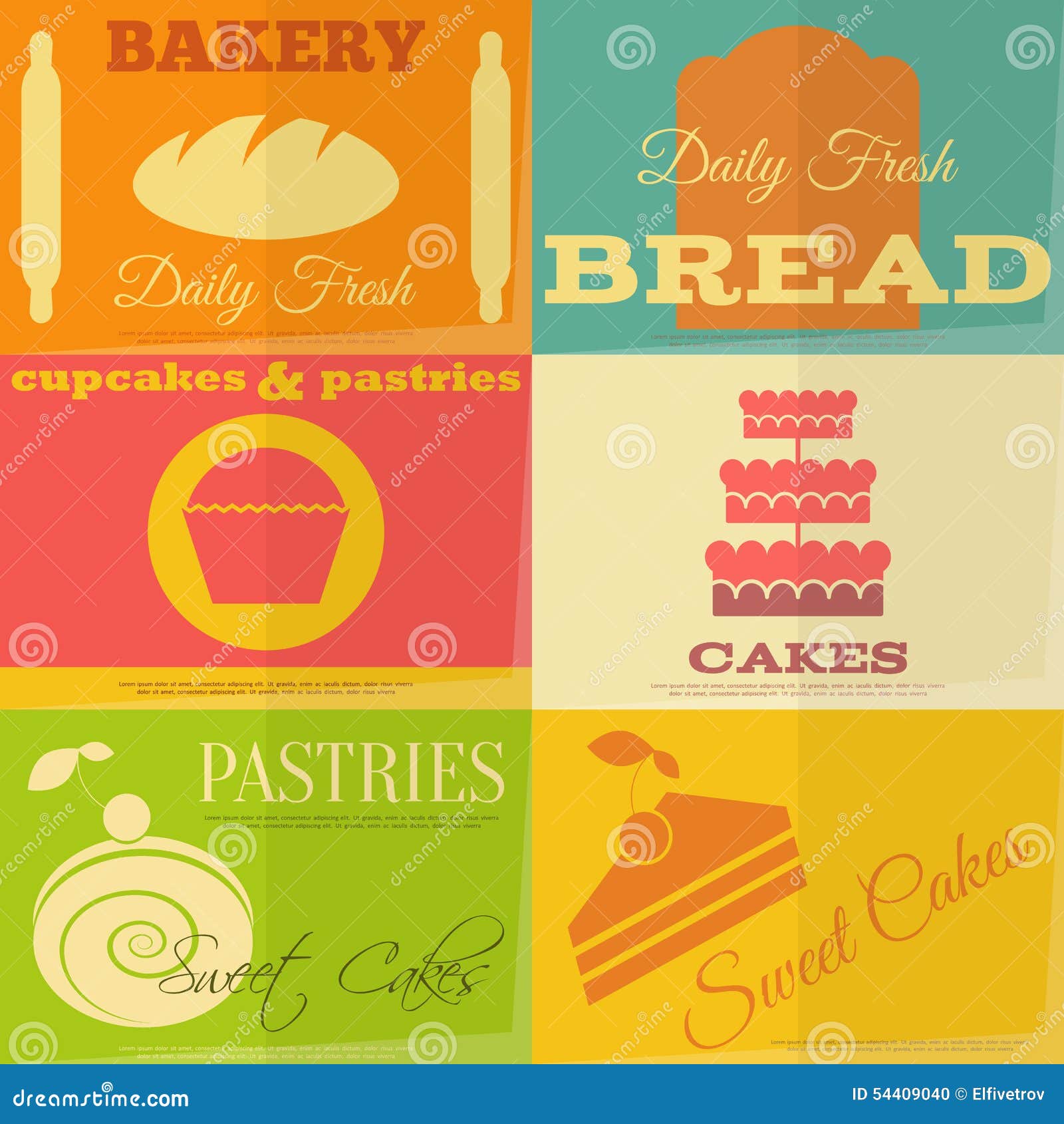 Retro Bakery Labels stock vector. Illustration of cream - 54409040