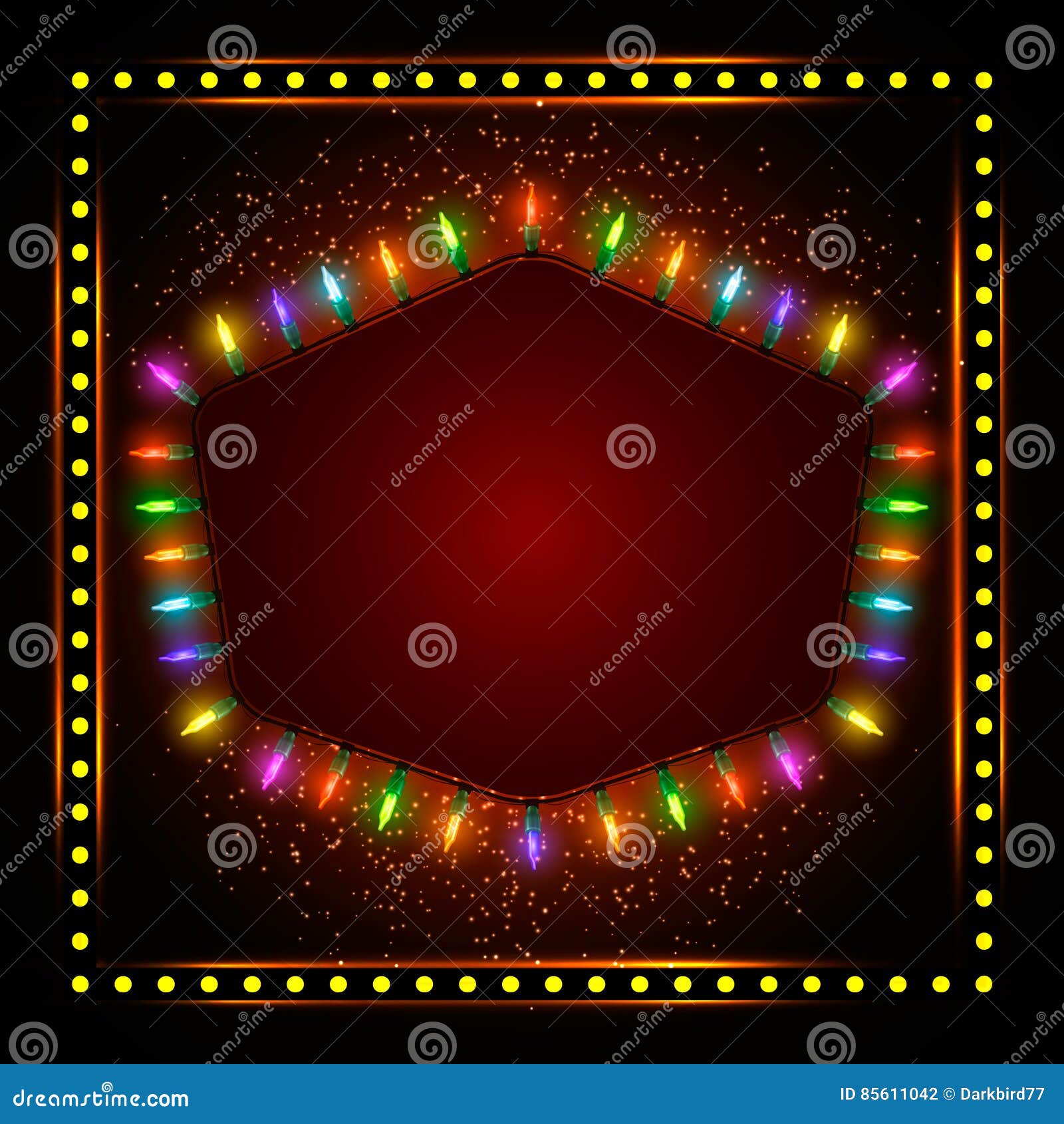 Retro Banner with Shining Colorful Lights Stock Illustration ...