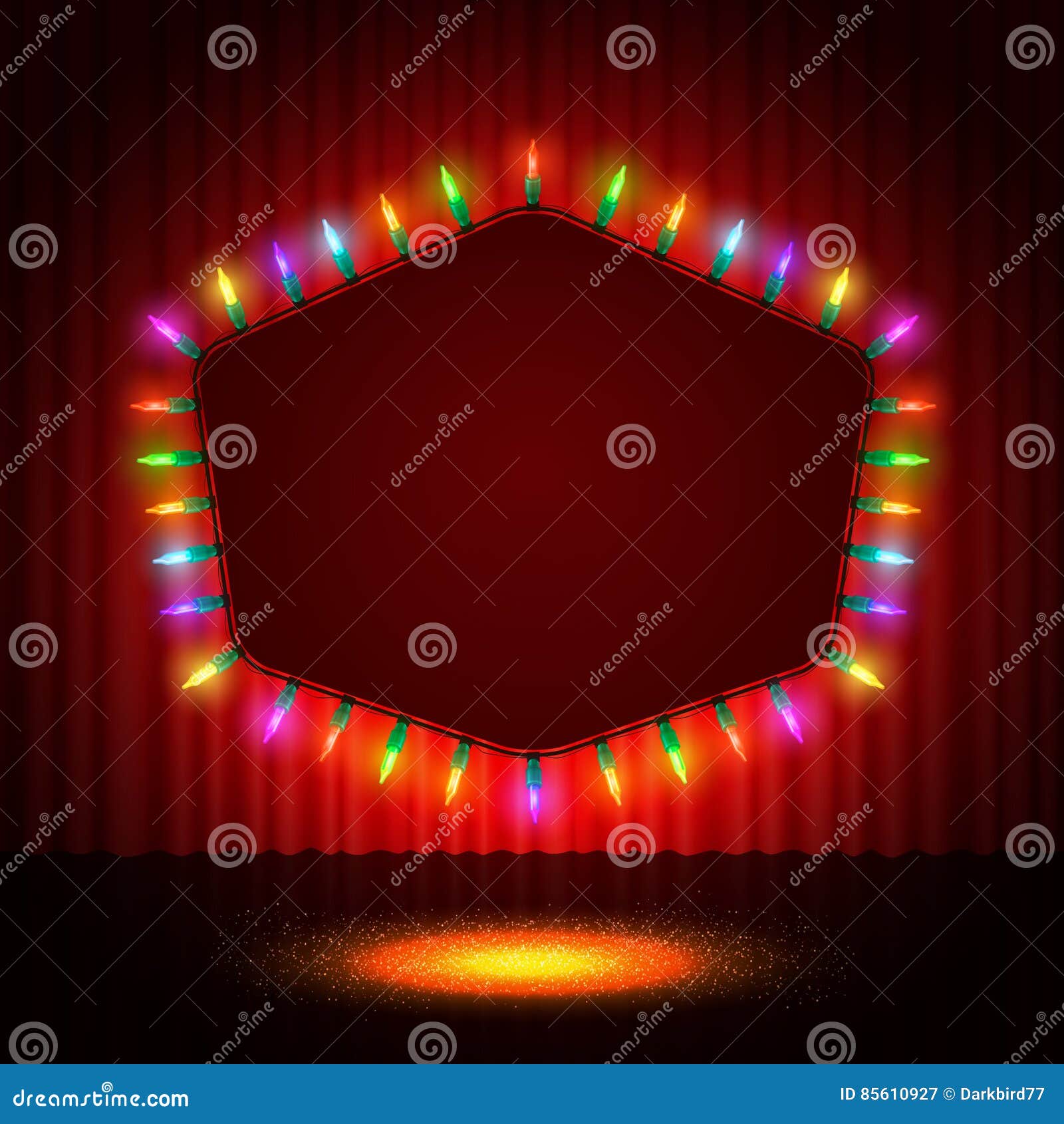 Retro Banner with Shining Lights on Curtain Background Stock ...