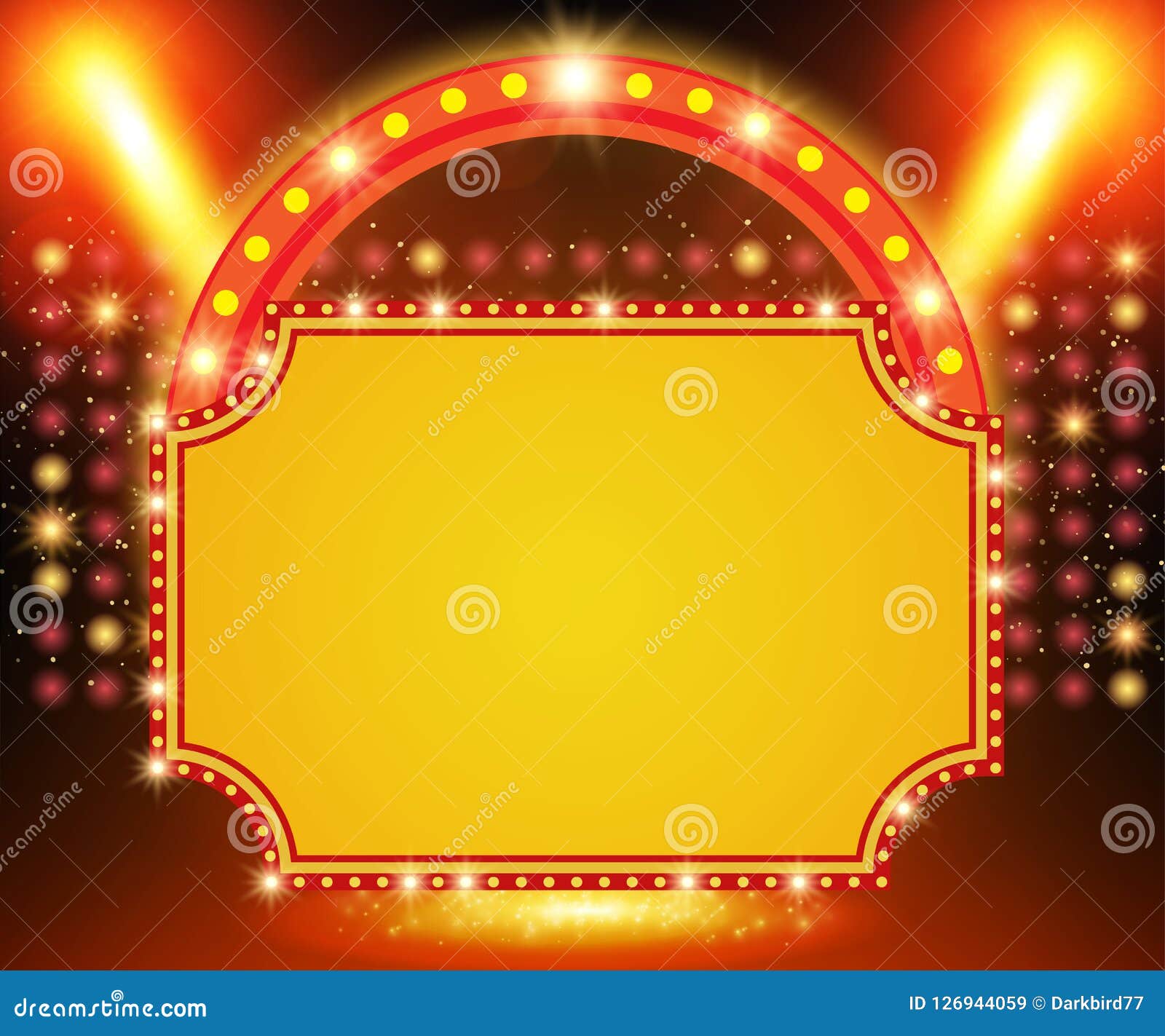 Retro Banner on Stage with Spotlight Effect Background Stock ...