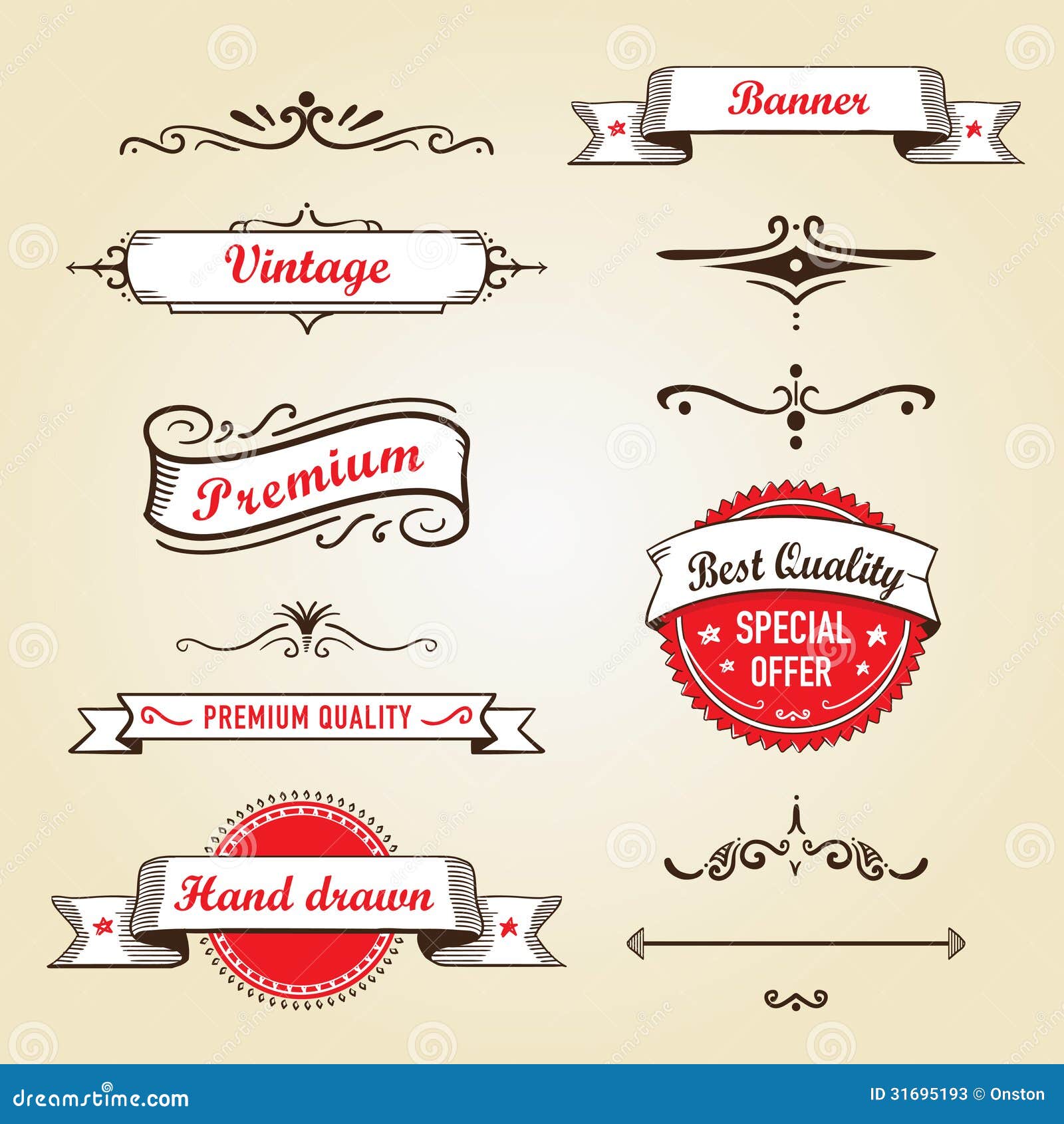 Retro Banners [Warm Colors] Vector Illustration | CartoonDealer.com ...