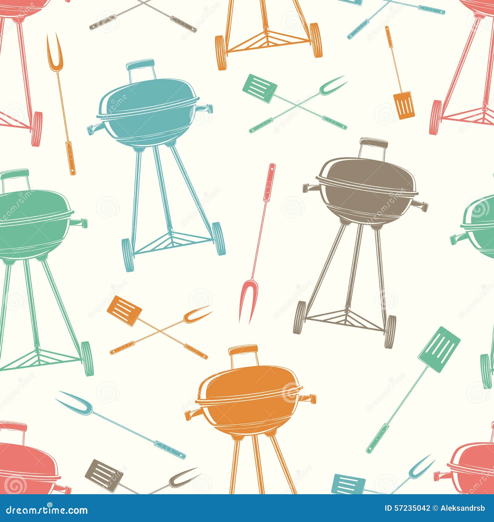 Retro BBQ Grill, Seamless Pattern Stock Vector - Illustration of ...