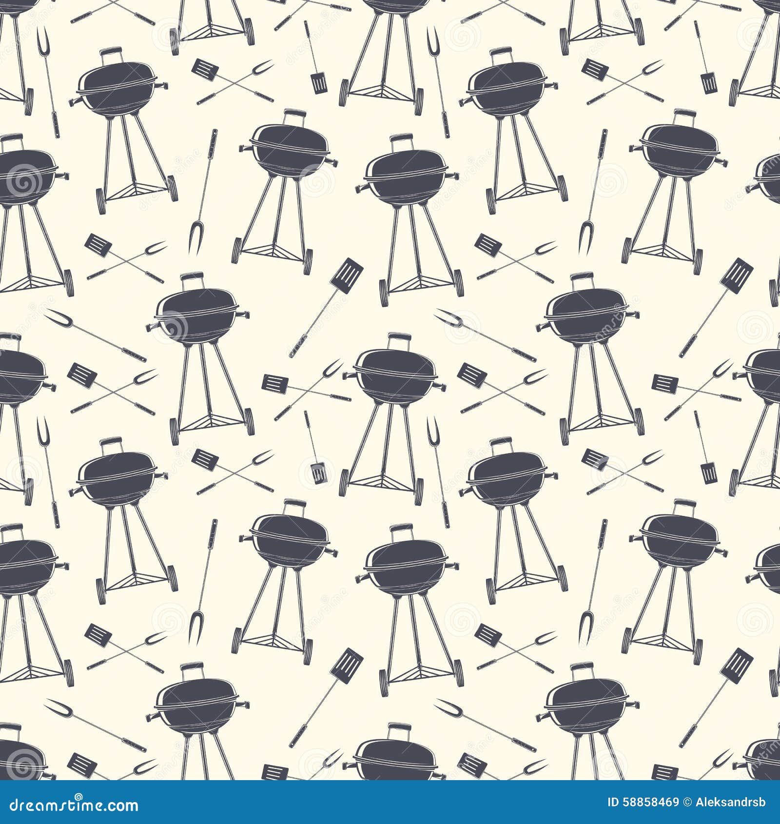 Retro BBQ Grill, Seamless Pattern Stock Vector - Illustration of ...