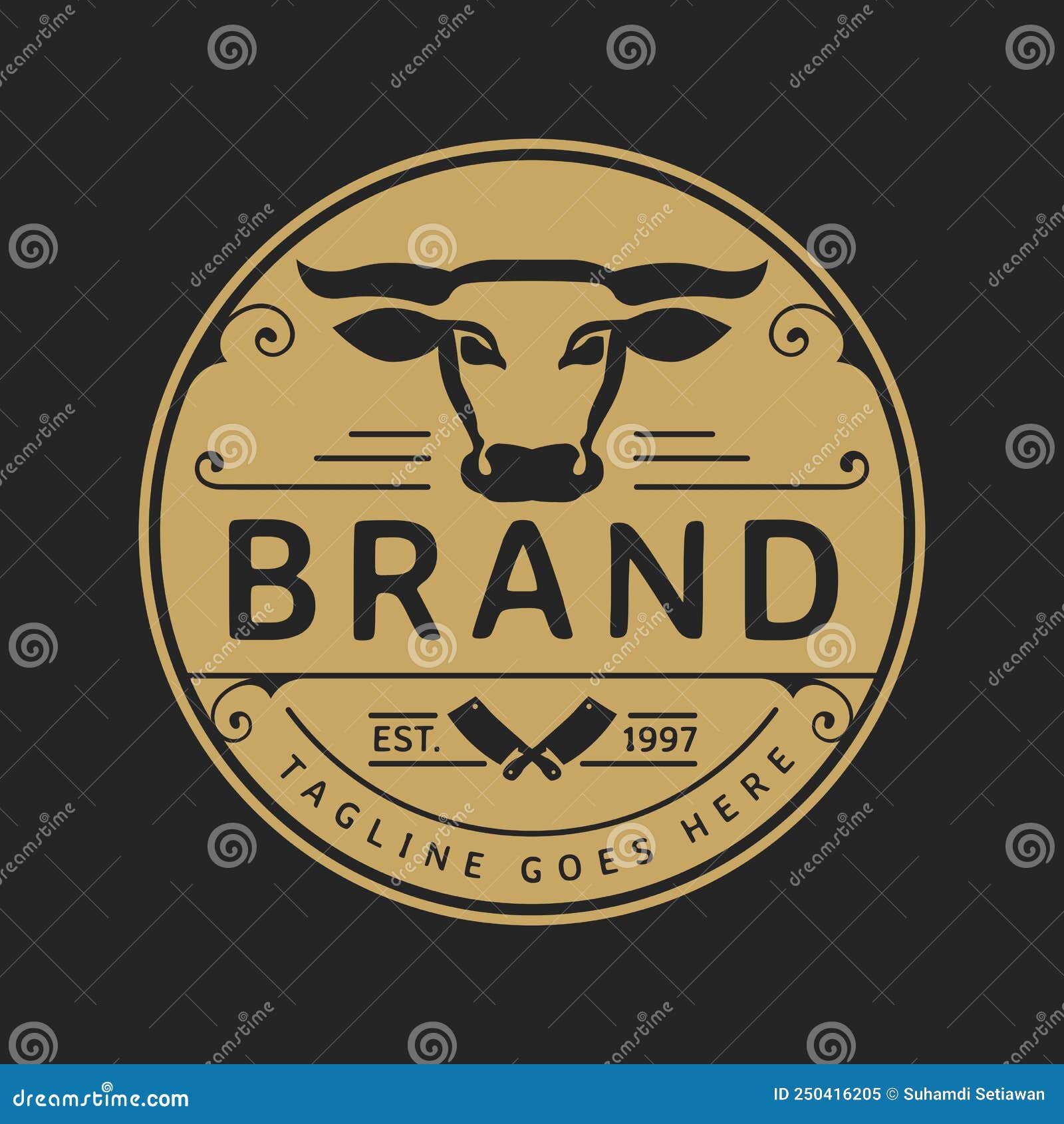 Retro Beef Butcher Shop Logo Design Vector Stock Vector - Illustration ...