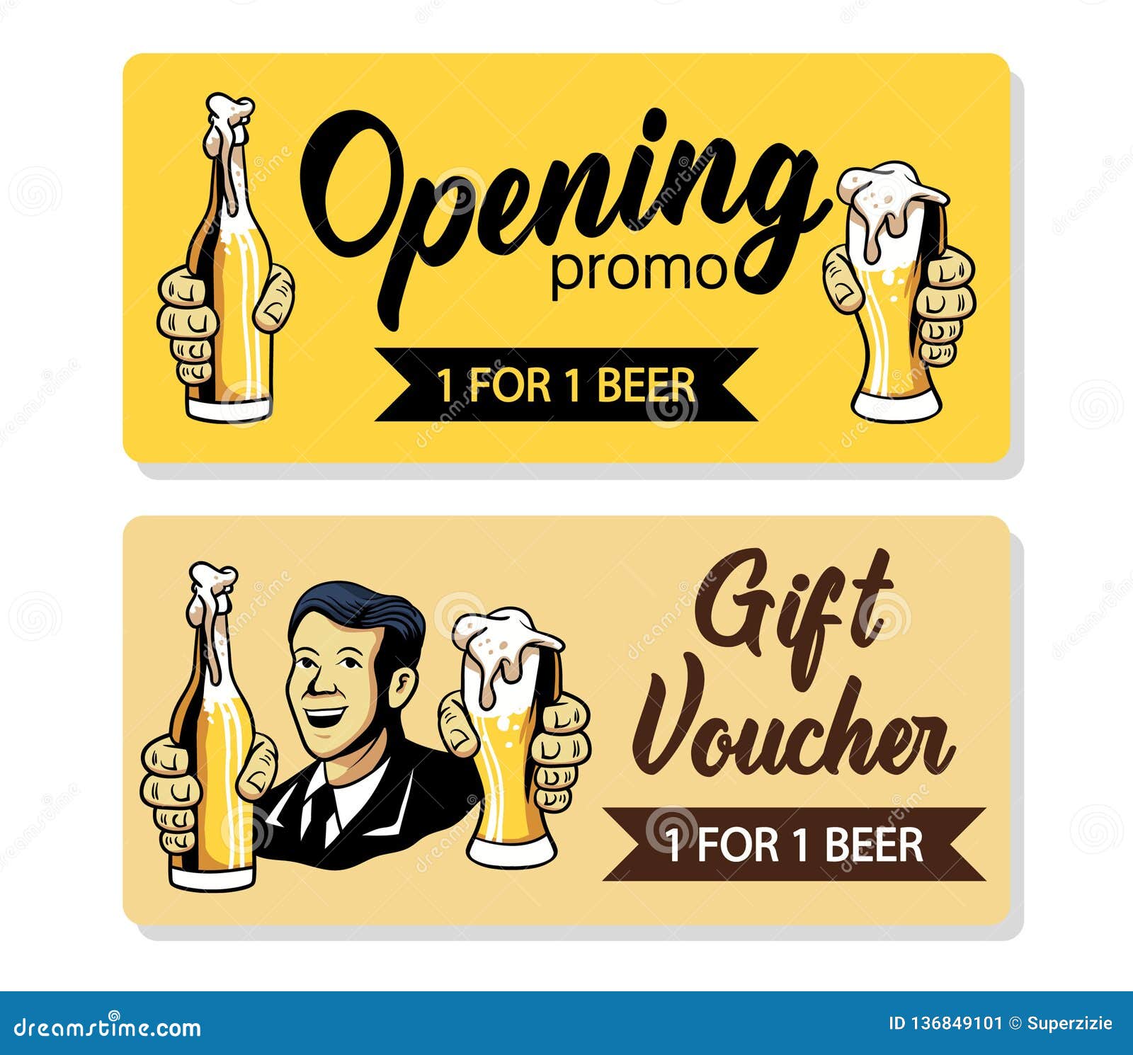 Retro Beer Gift Voucher stock vector. Illustration of cheers - 136849101