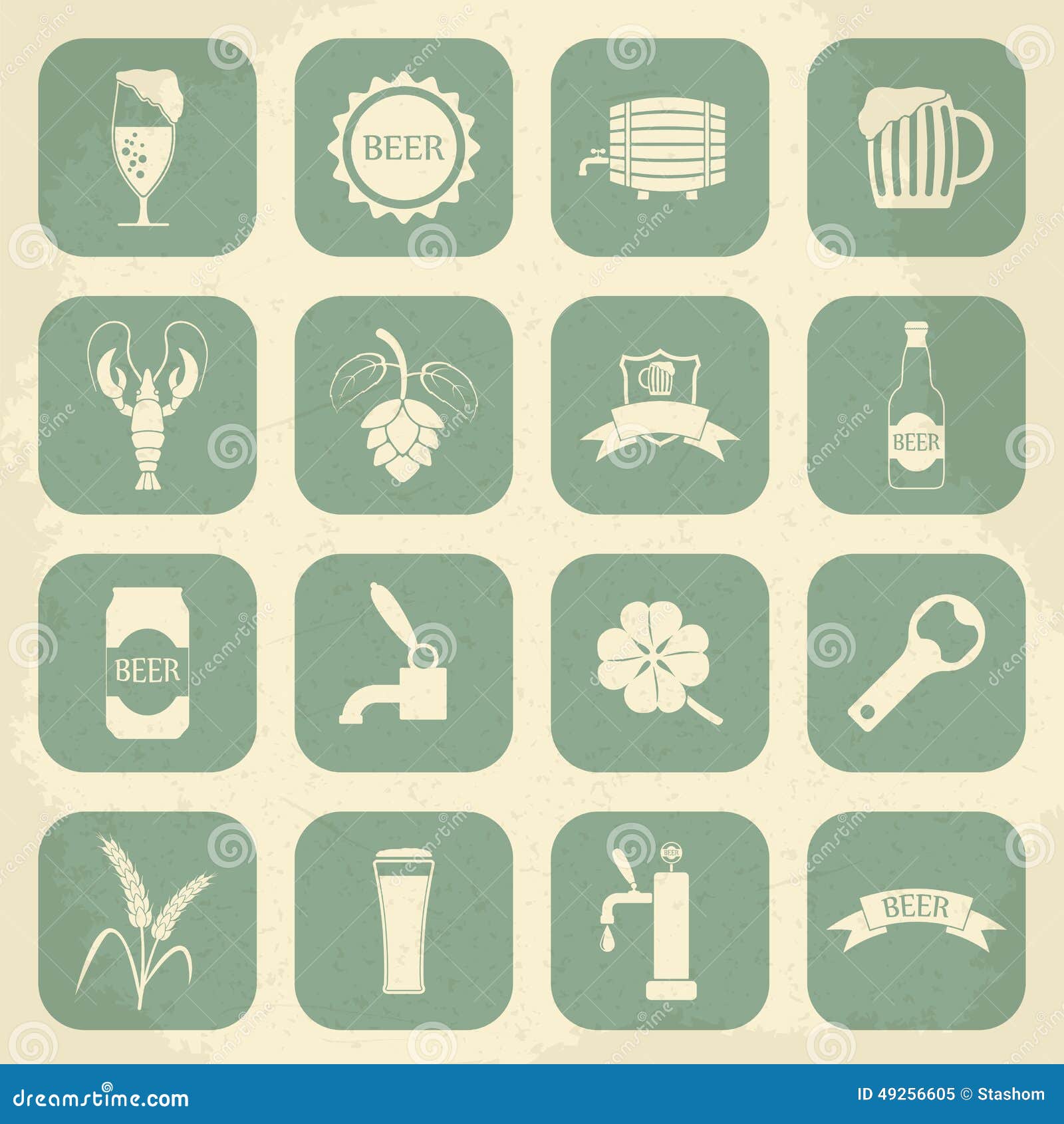 Retro Beer Icons Set. Vector Illustration Stock Vector - Illustration ...