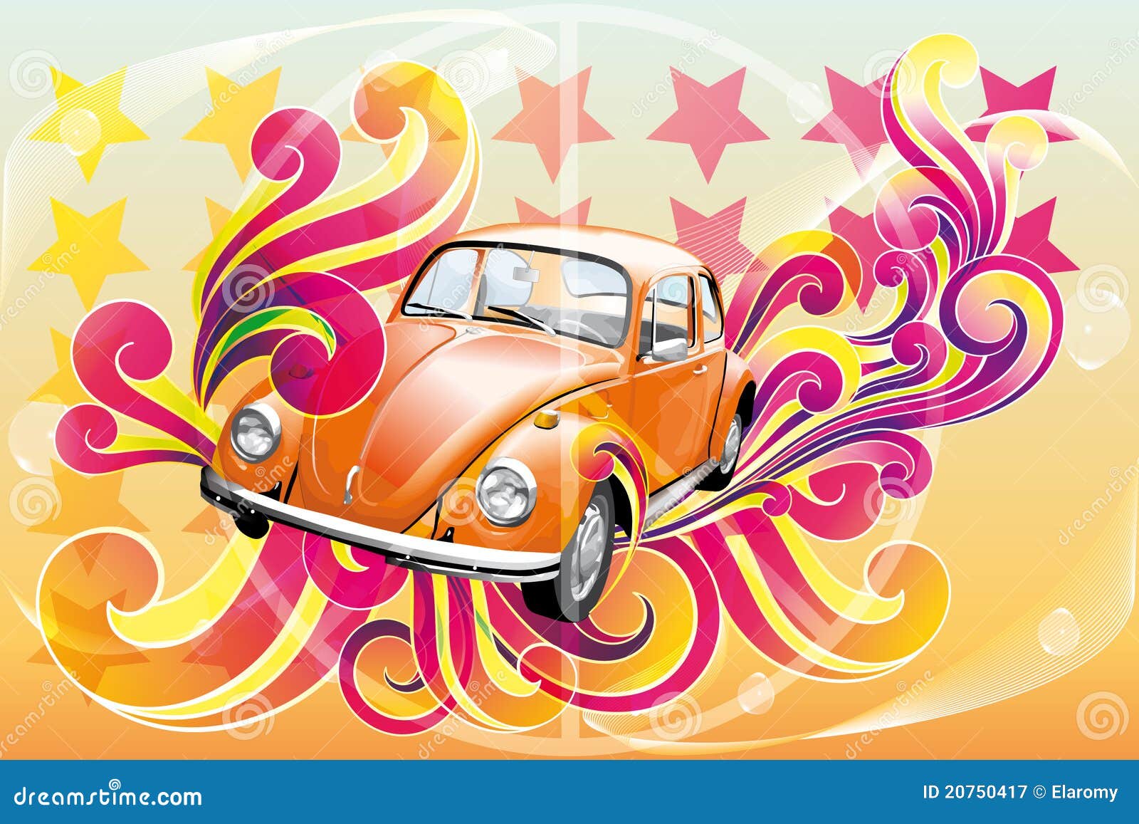 Retro beetle poster stock illustration. Illustration of rainbow - 20750417