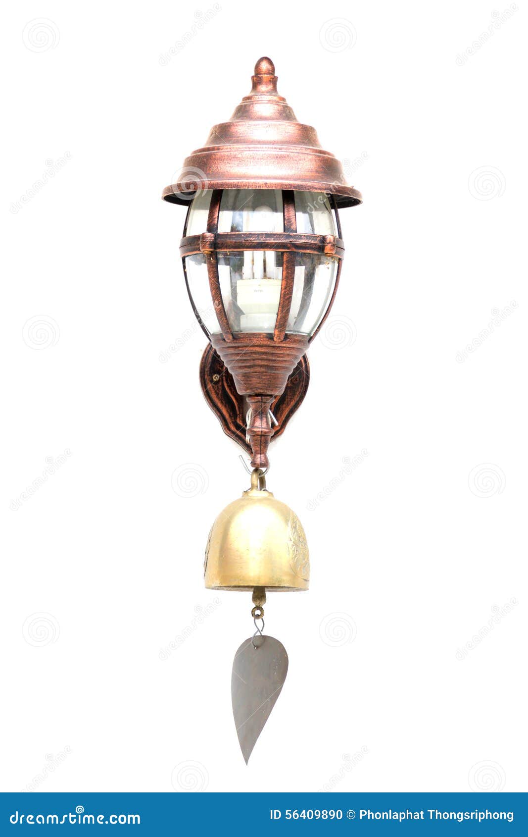 The retro bell lamp stock photo. Image of golden, board - 56409890