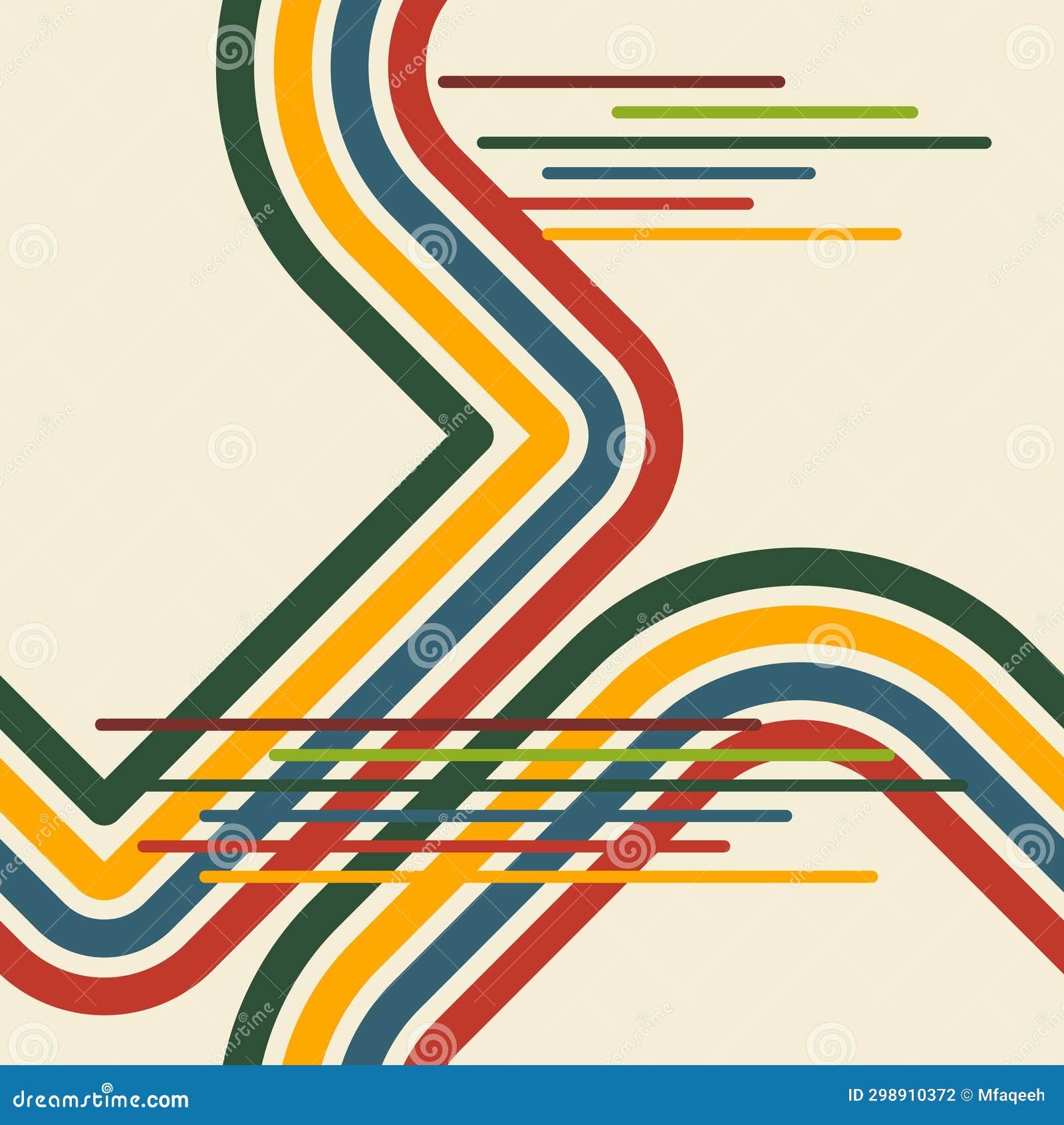 Retro Bent Lines Vector with Soft Colors Seamless Pattern Stock ...
