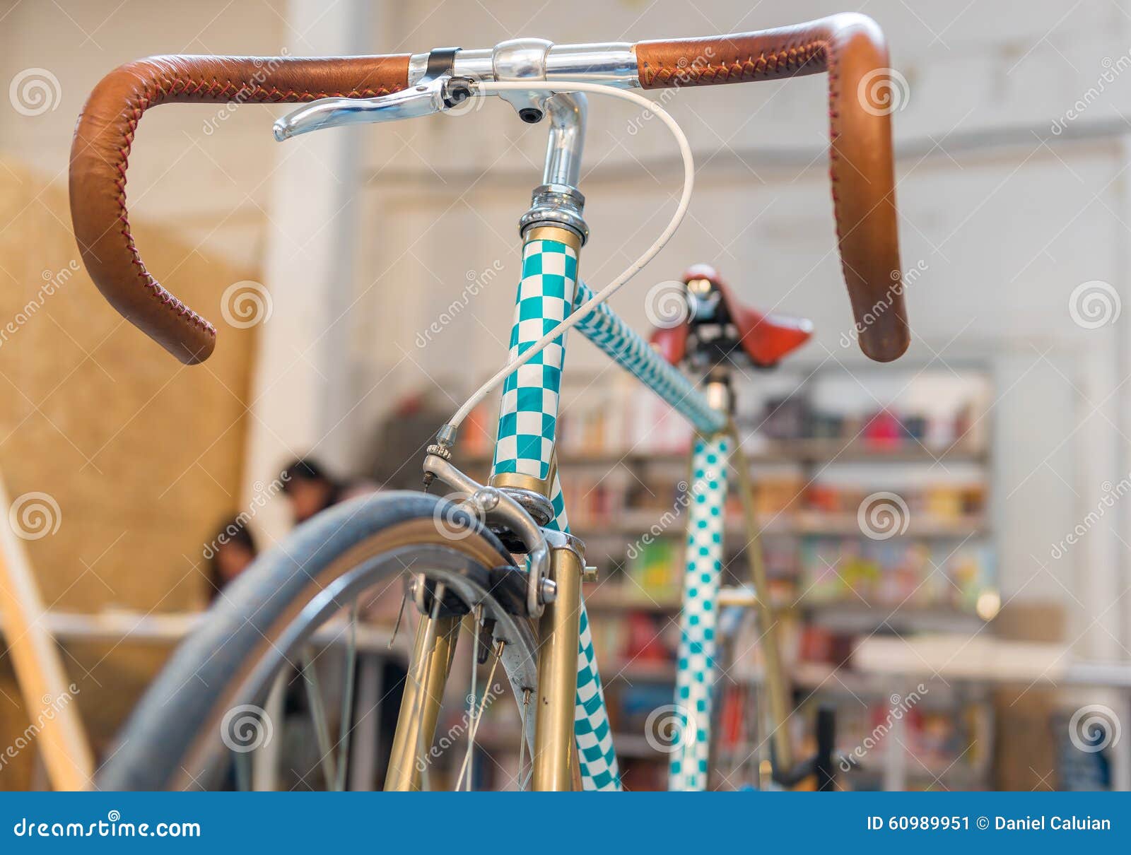 Retro Bicycle with Leather Handlebar and Checkers Paint Stock Image ...