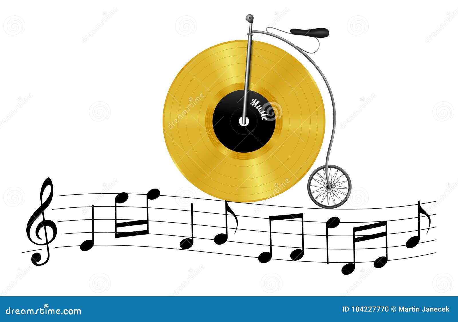 Retro bicycle music stock illustration. Illustration of analog - 184227770