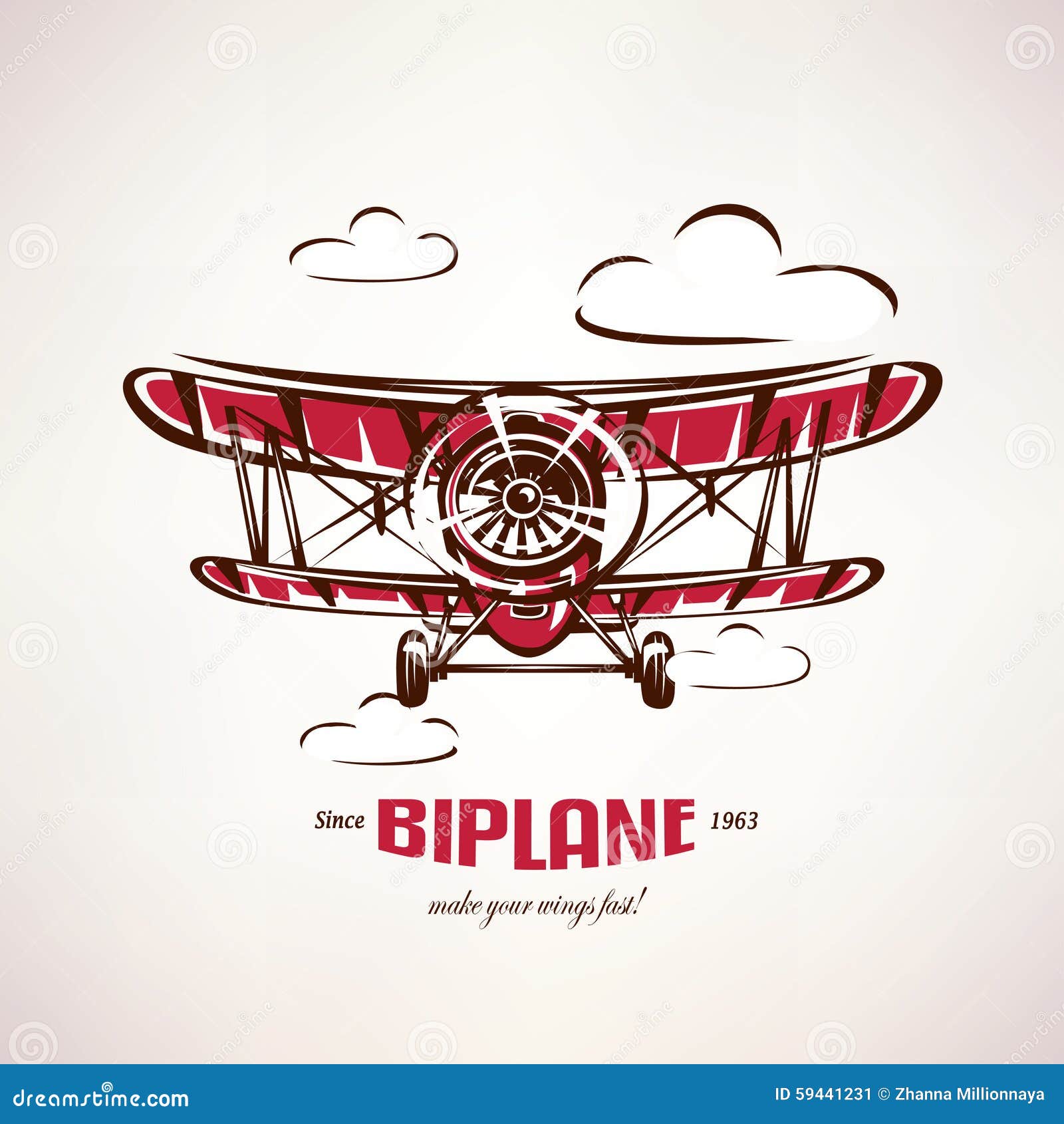 Retro Biplane, Vintage Airplane Vector Symbol Stock Vector ...