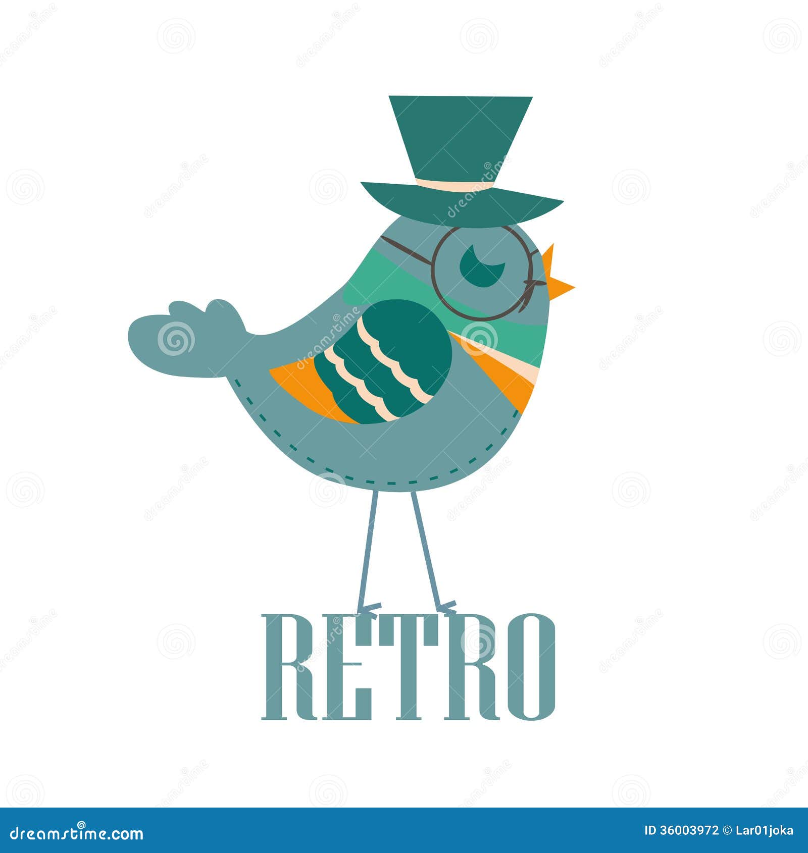 Retro bird stock vector. Illustration of feather, glasses - 36003972