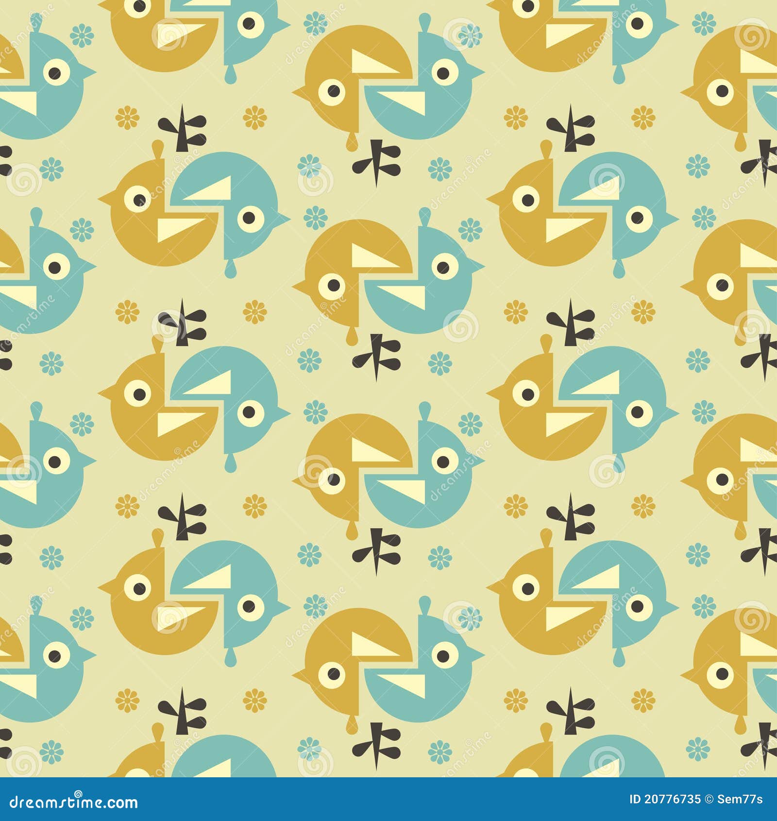 Retro birds background stock illustration. Illustration of background ...