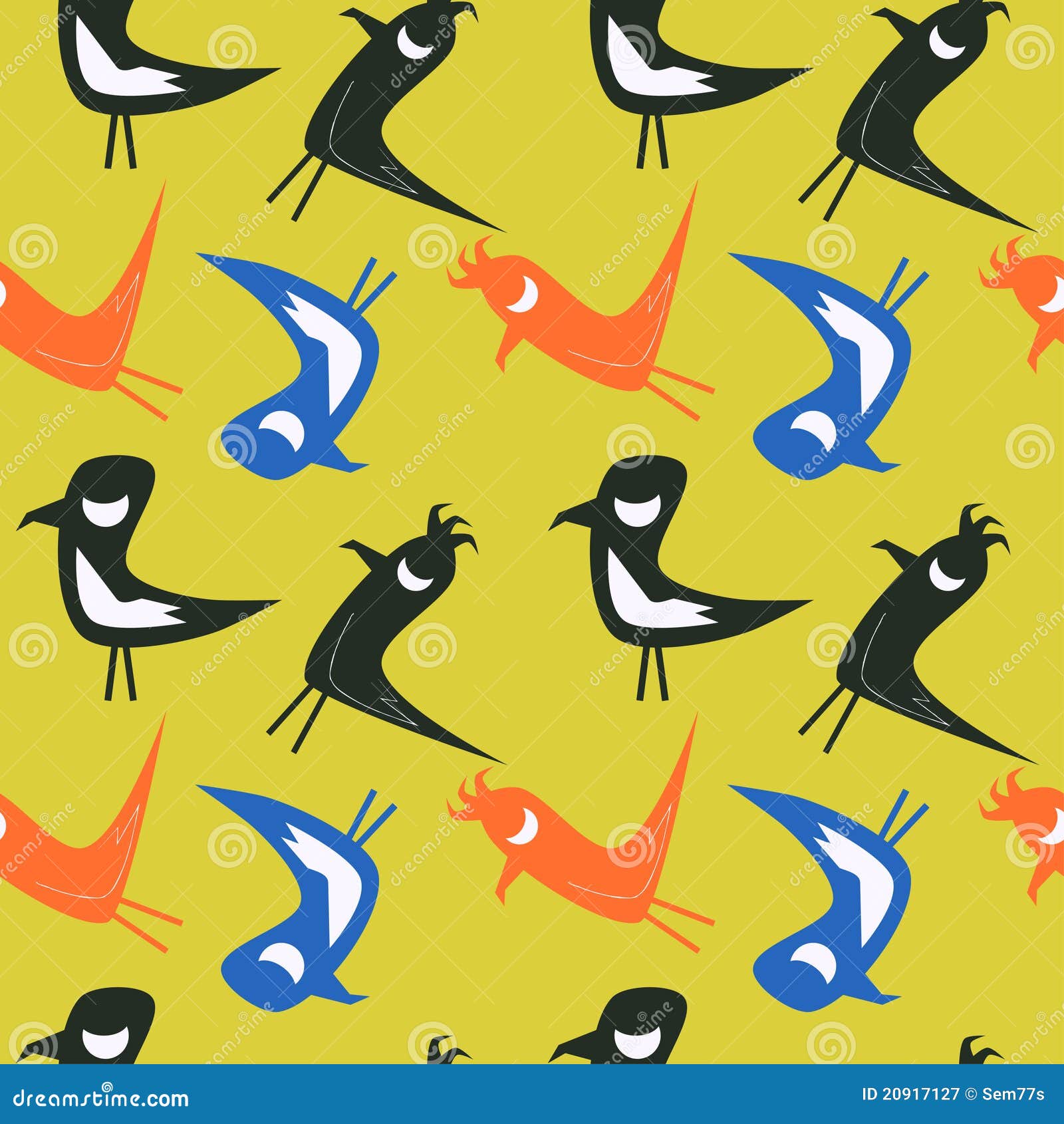 Retro birds background stock illustration. Illustration of seamless ...
