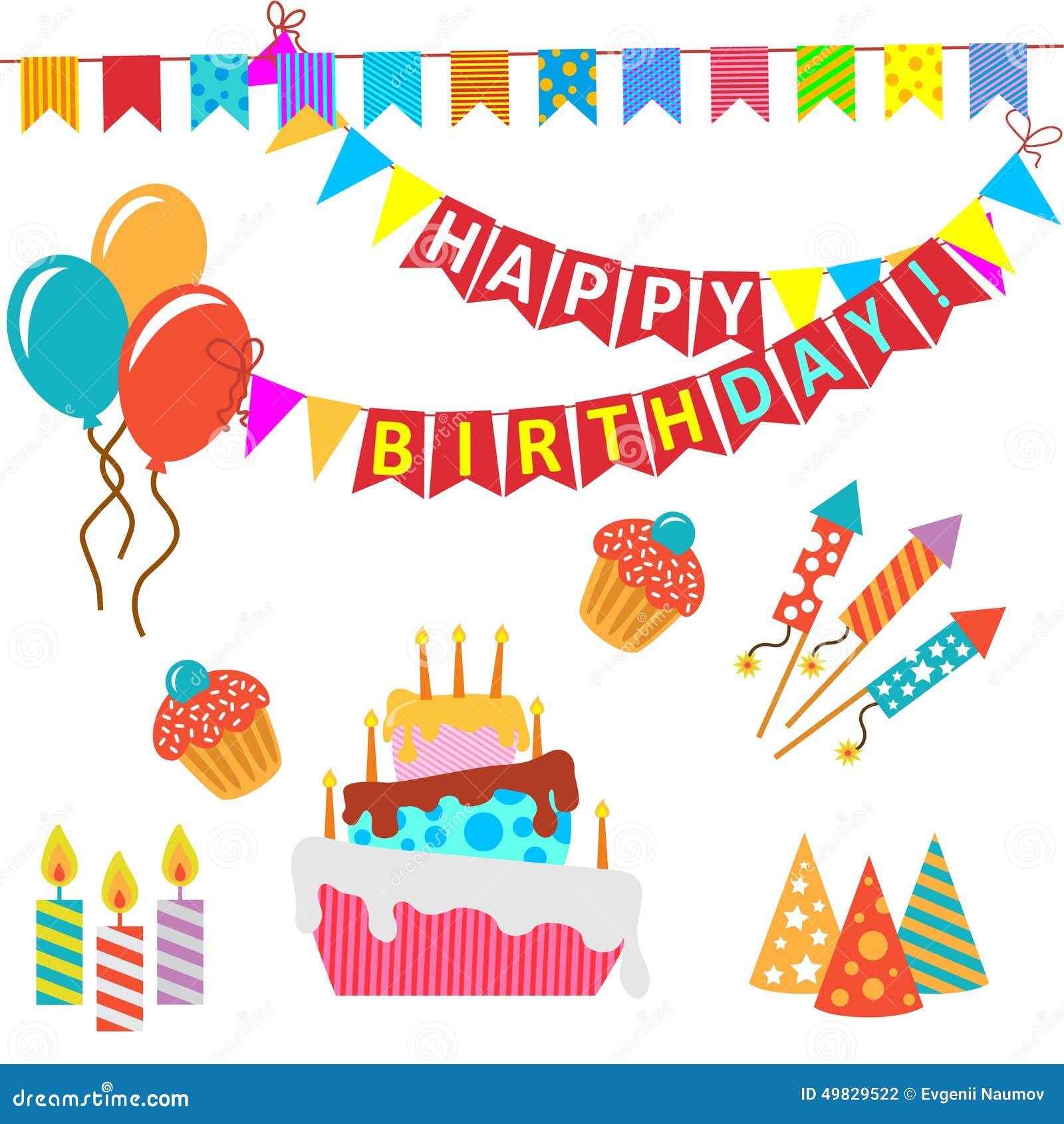 Retro Birthday Celebration Design Elements - for Stock Vector ...