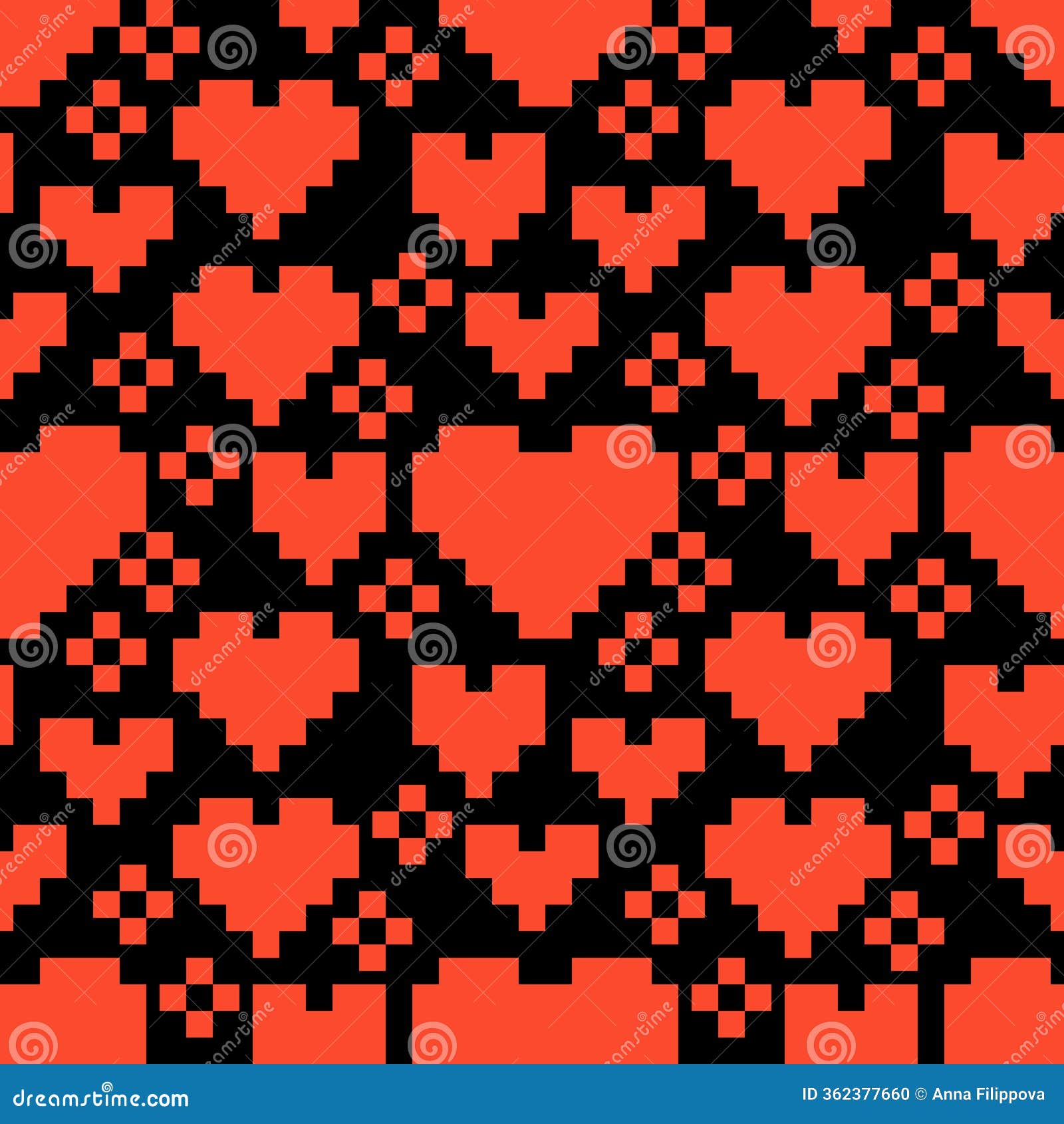 Retro 8 Bit Abstract Love Pixel Heart Seamless Pattern. Perfect Print ...