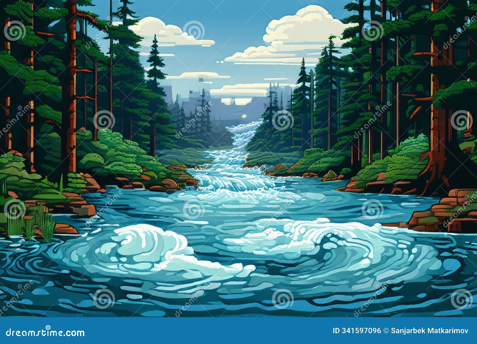Retro Bit Pixels Blocky Low Resolution Representation of Flowing Stock ...