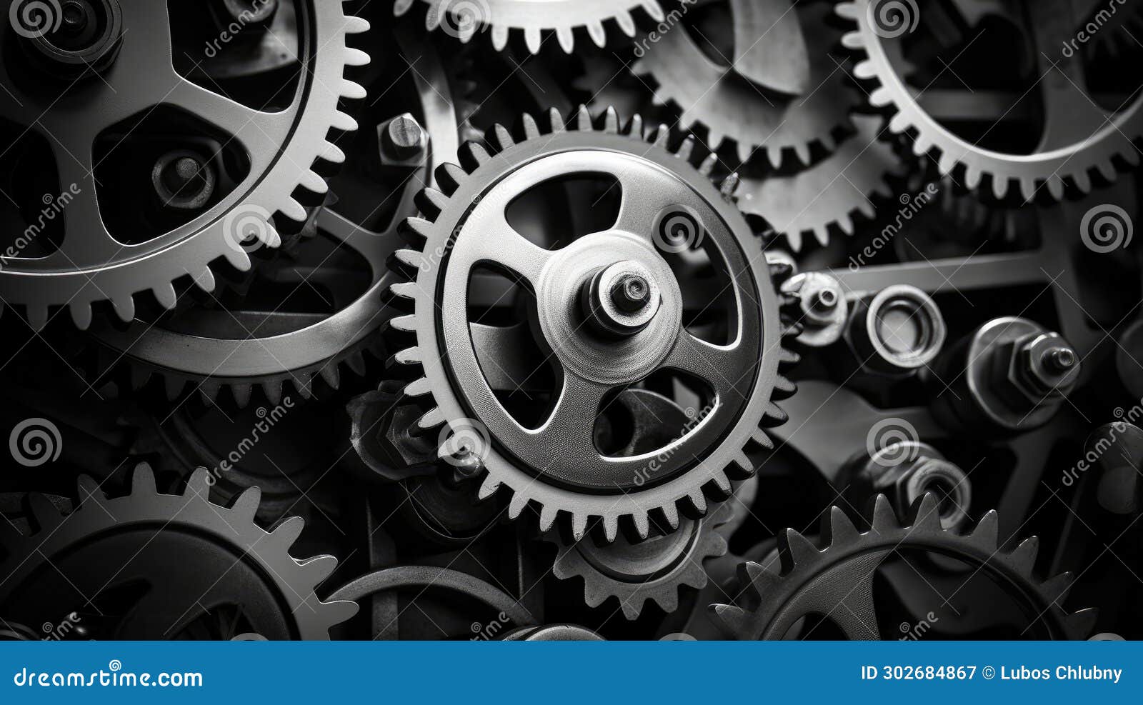 Retro Black and White Background of Industrial Cogs or Gears with ...