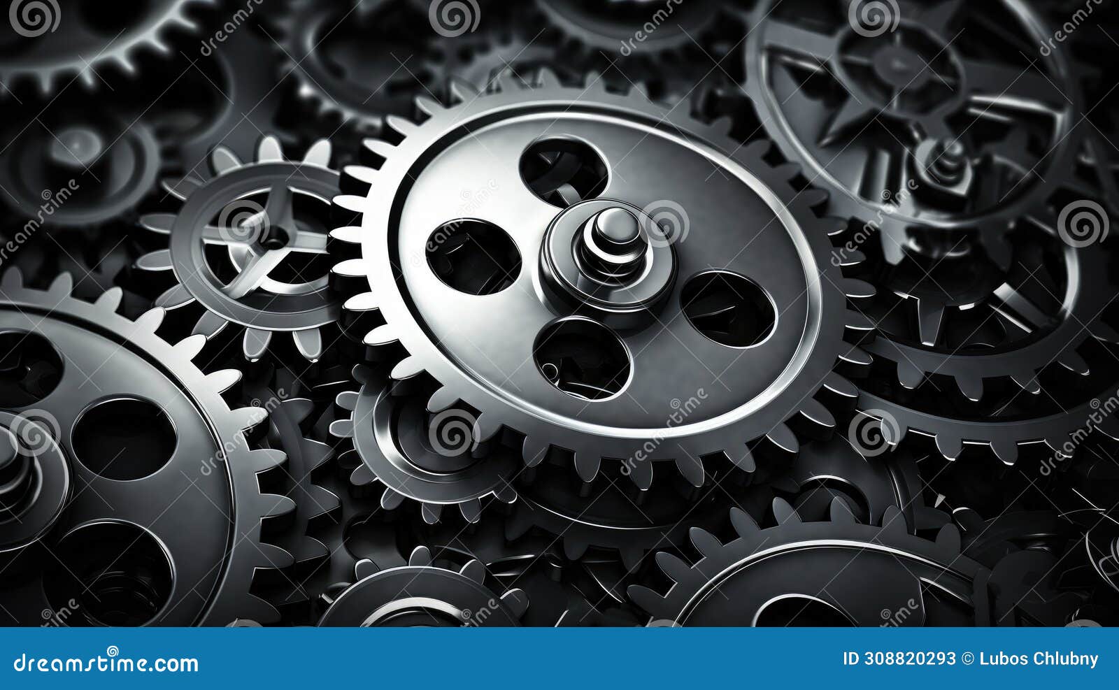 Retro Black and White Background of Industrial Cogs or Gears with ...