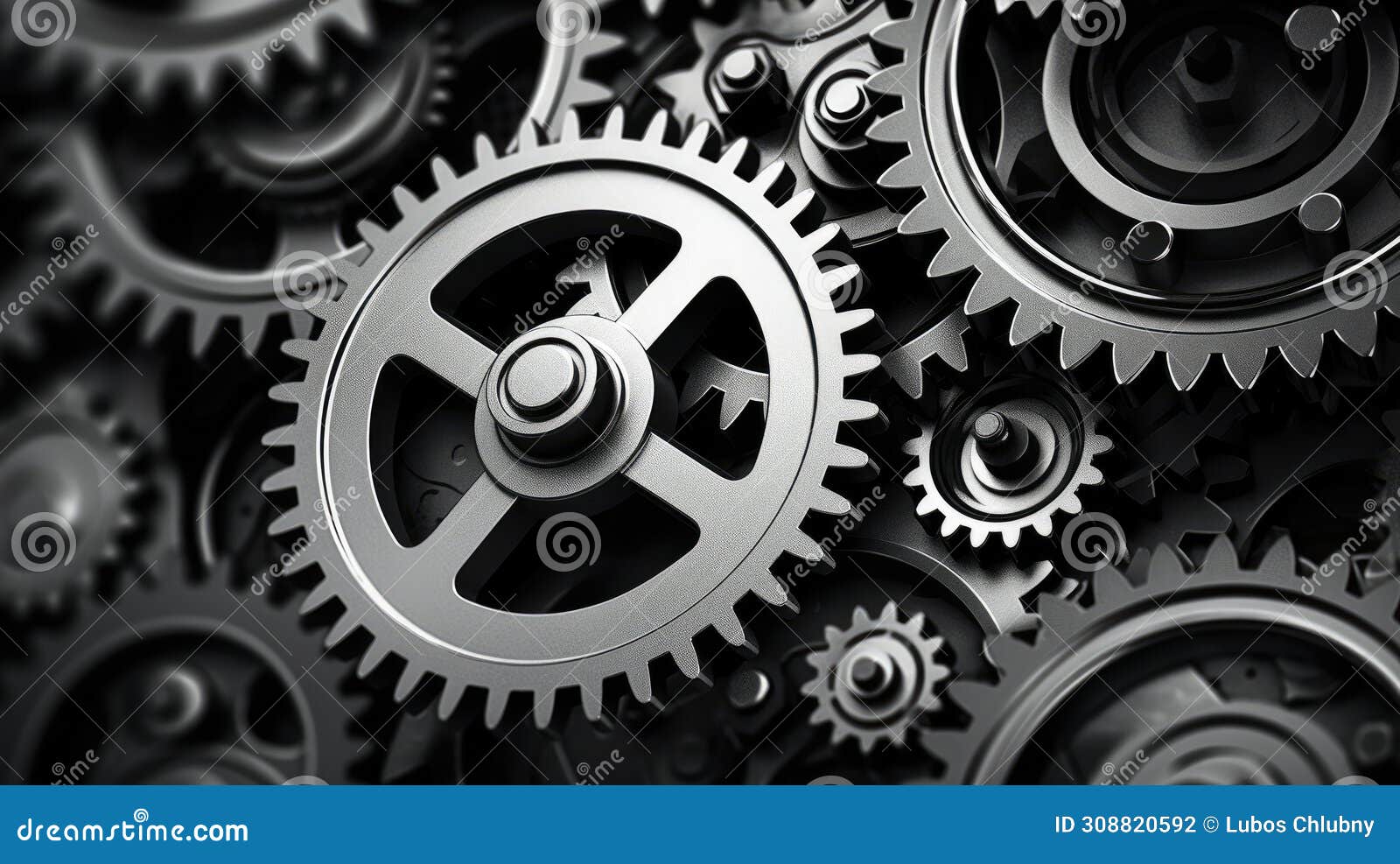 Retro Black and White Background of Industrial Cogs or Gears with ...