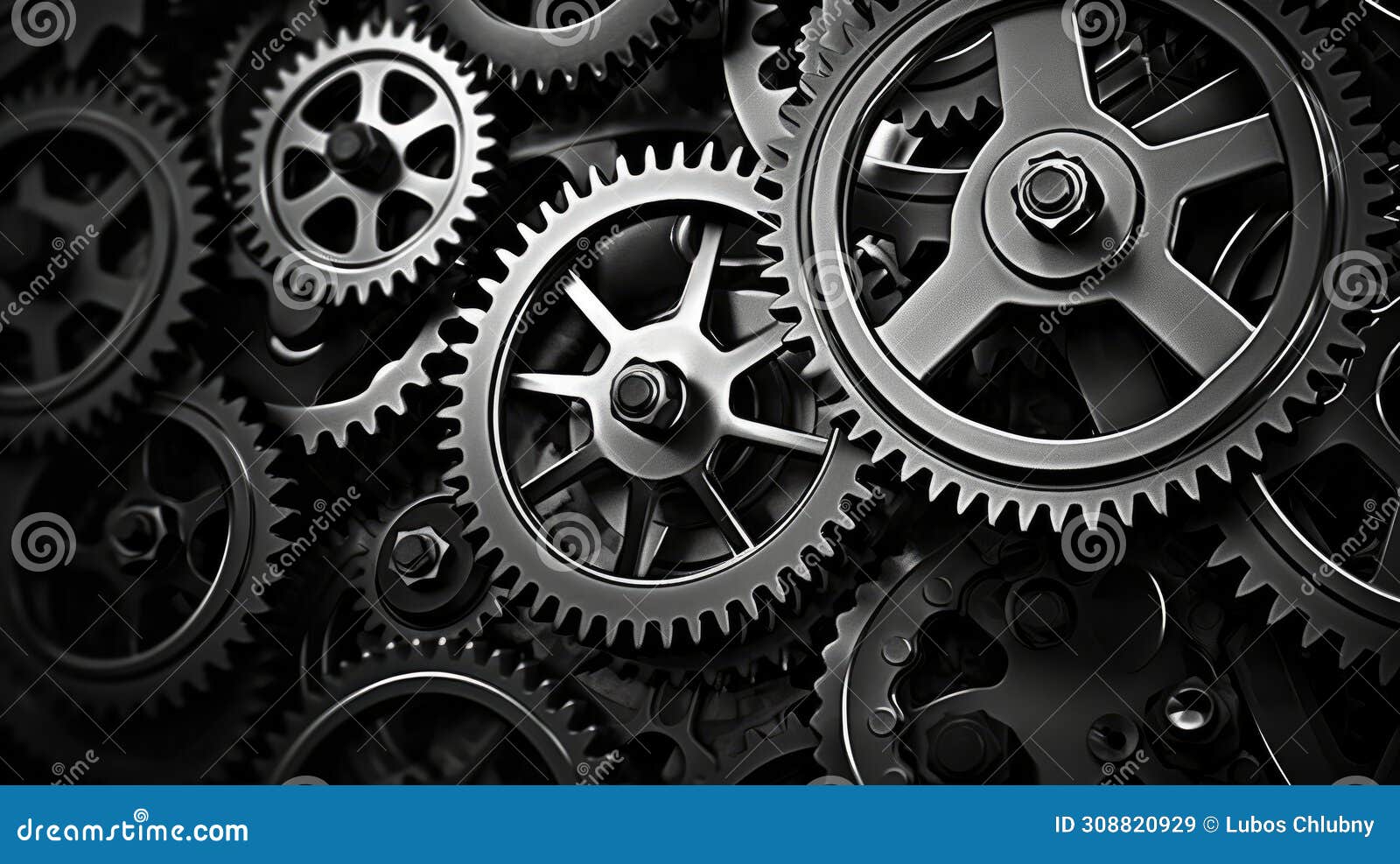 Retro Black and White Background of Industrial Cogs or Gears with ...