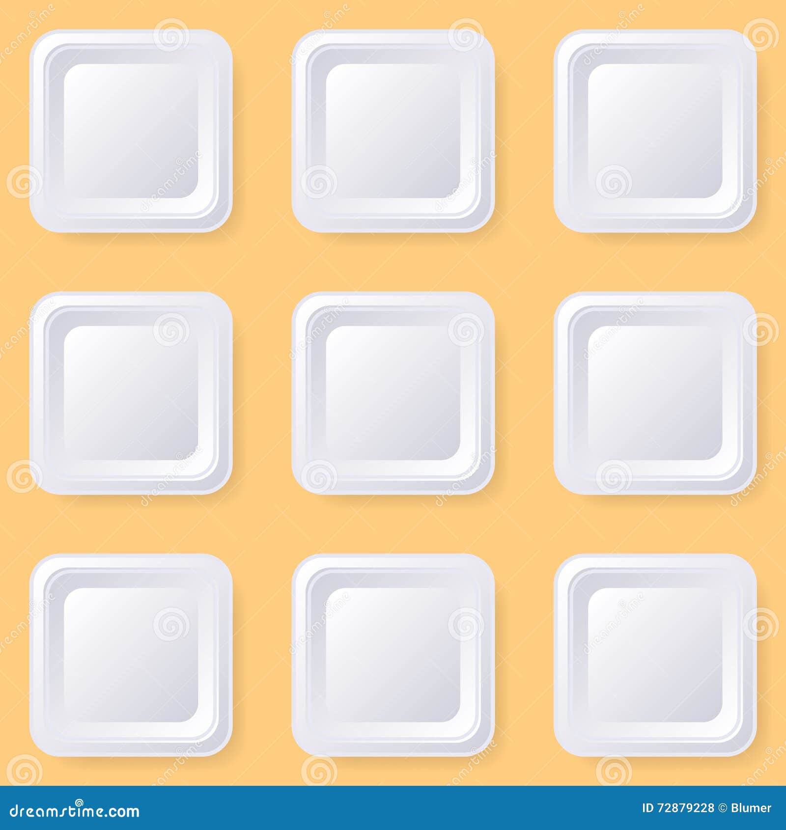 Retro blank square buttons stock vector. Illustration of empty - 72879228