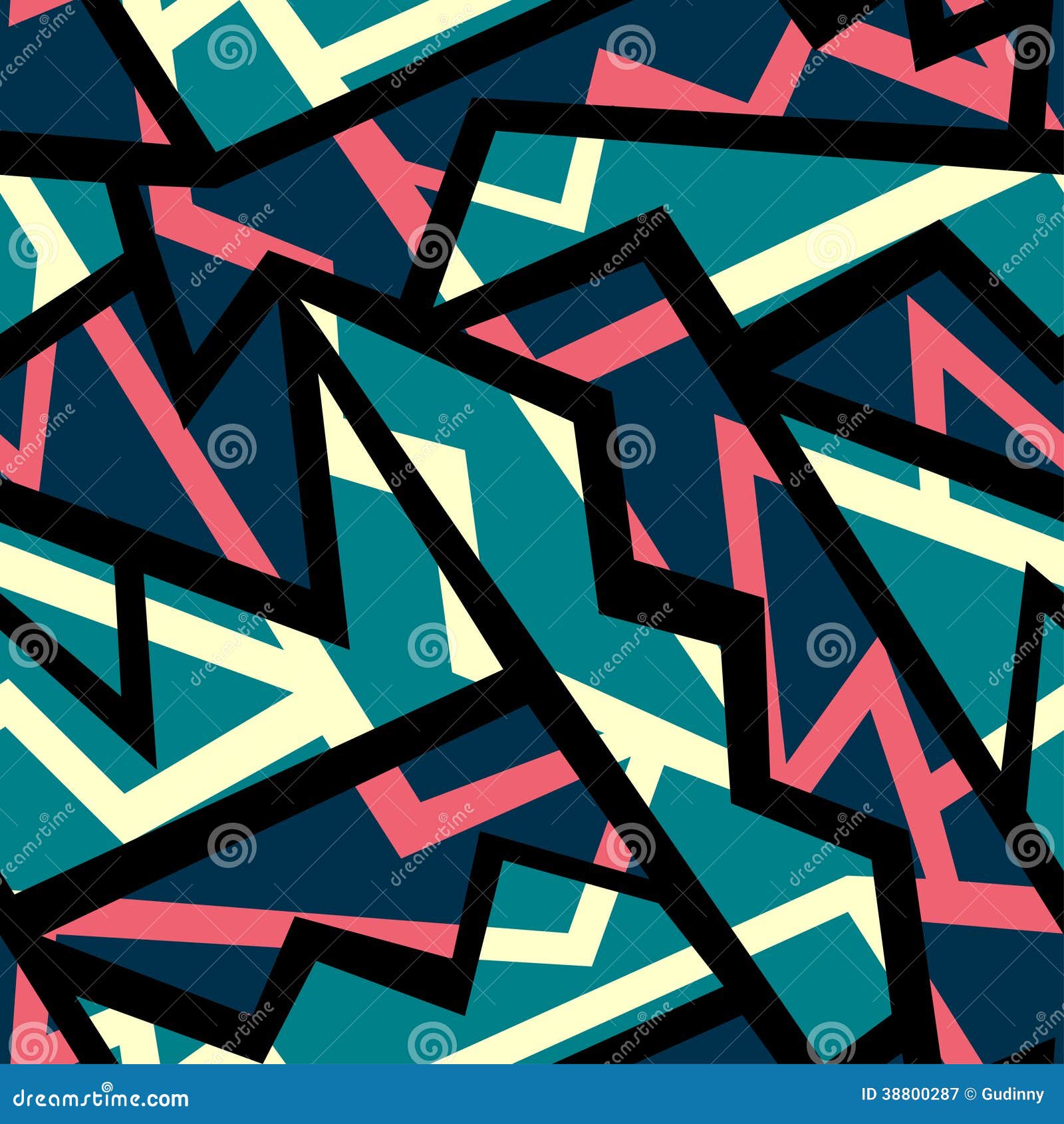 Retro Blue Geometric Seamless Pattern Stock Vector - Illustration of ...