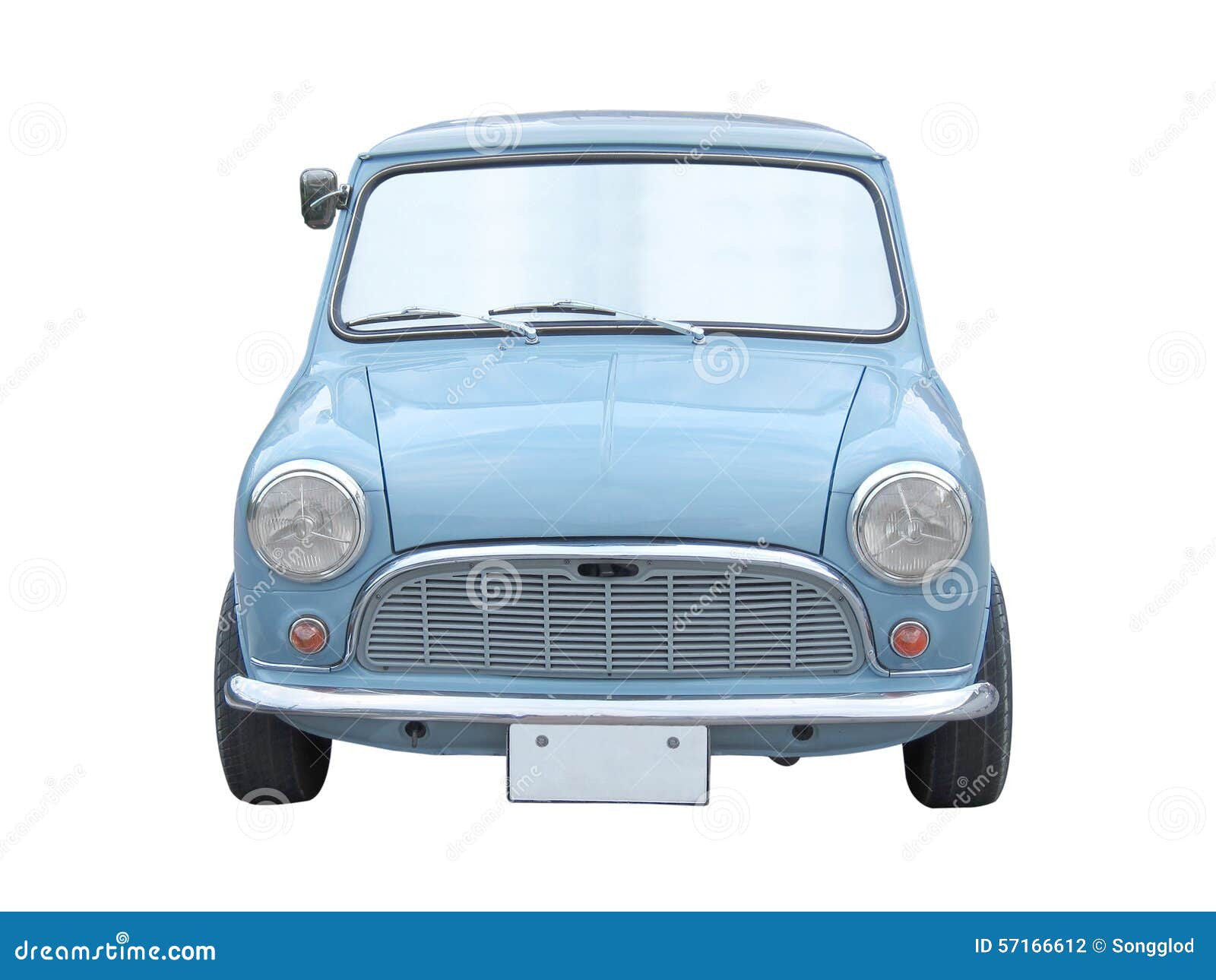 Retro Blue Mini Size Car Isolated on White Stock Photo - Image of ...