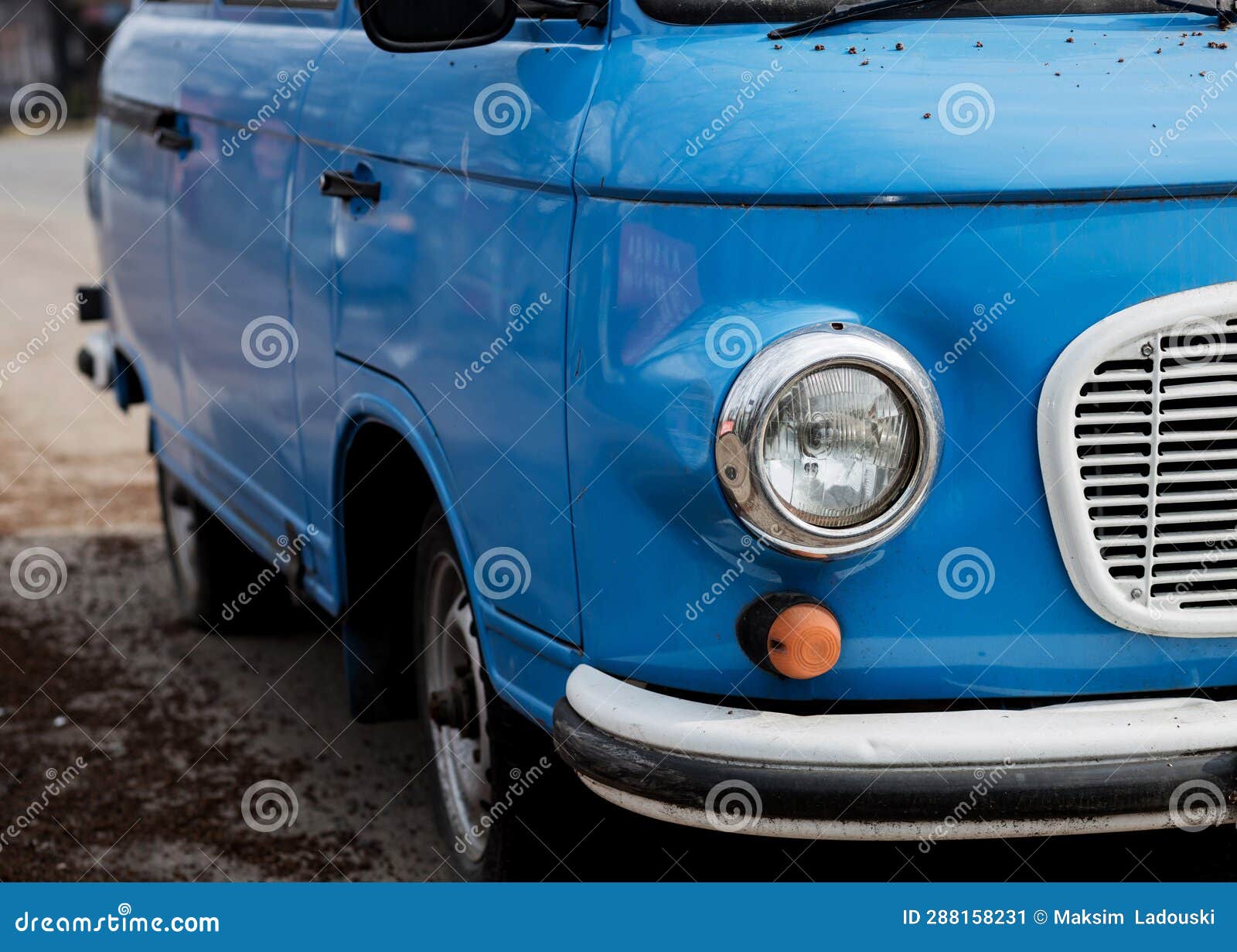 Retro blue minivan stock image. Image of transport, unique - 288158231