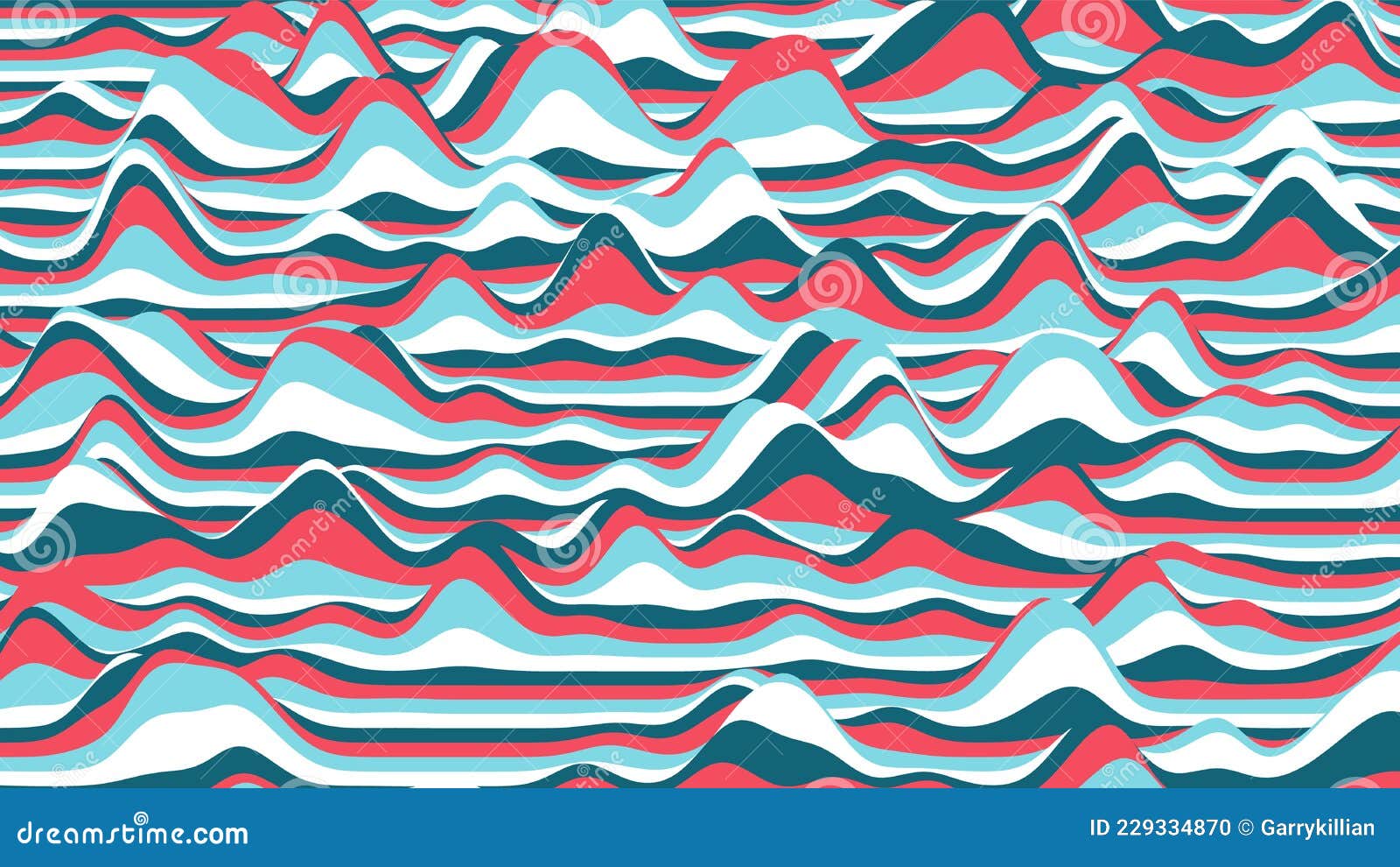 Retro Blue and Red Stripes Distorted Backdrop. Procedural Vintage ...