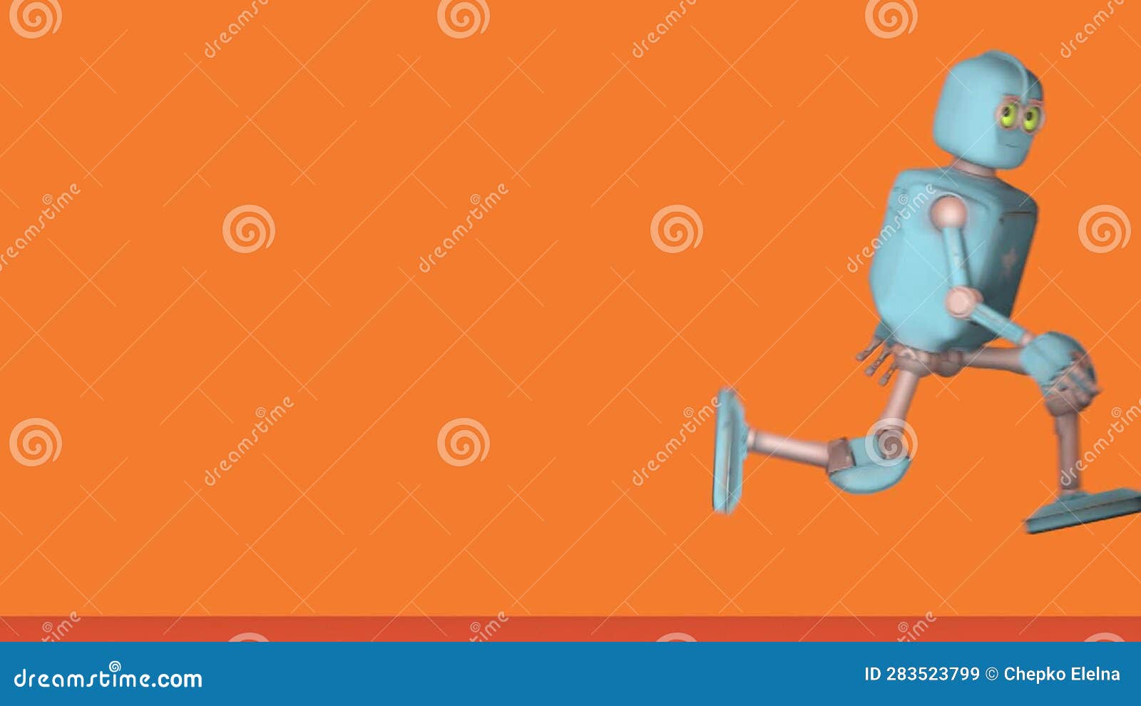 Retro Blue Robot Character Running, 3d Render, Alpha Channel Stock ...