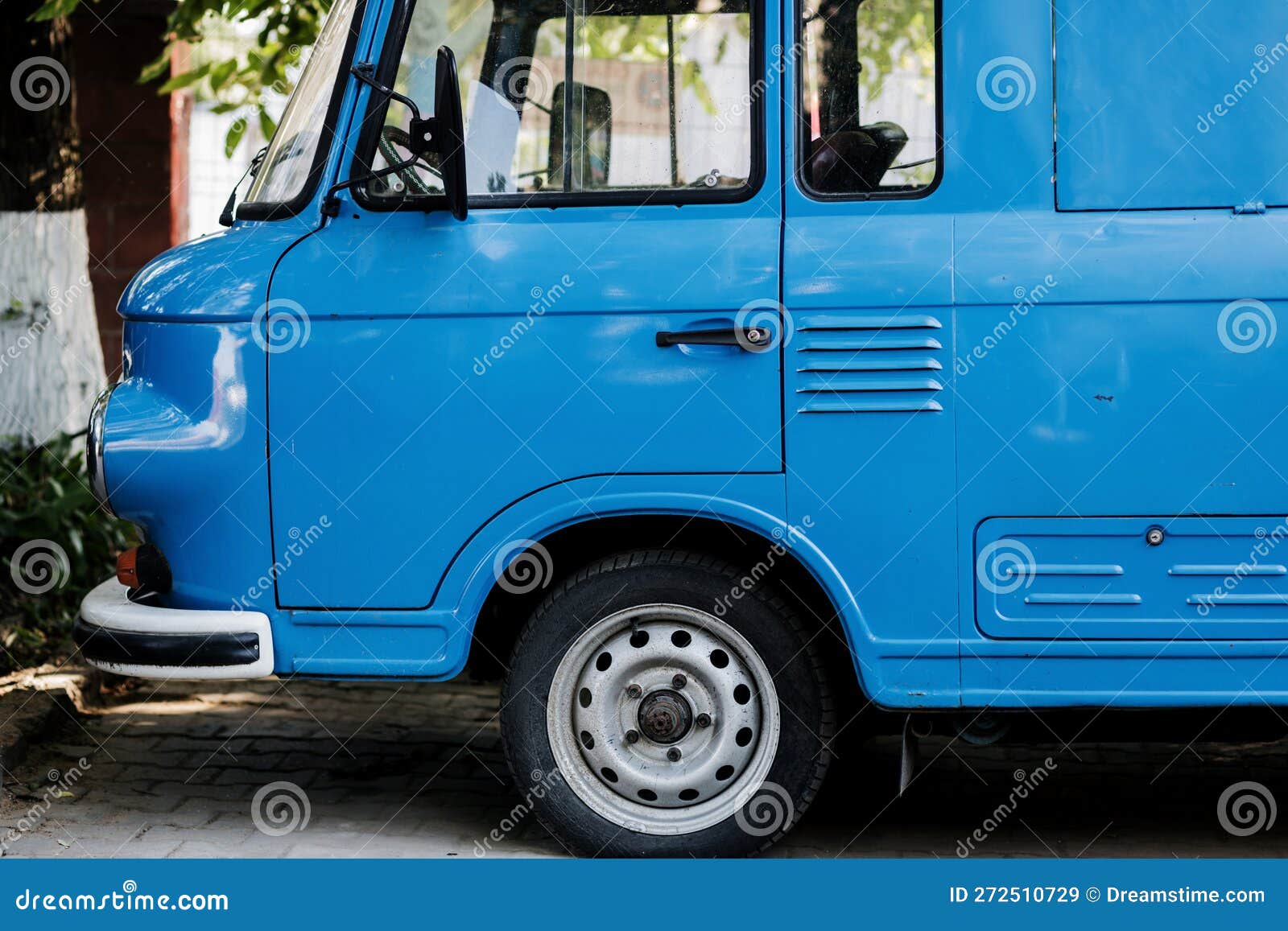 Retro Blue van stock image. Image of drive, horizontal - 272510729
