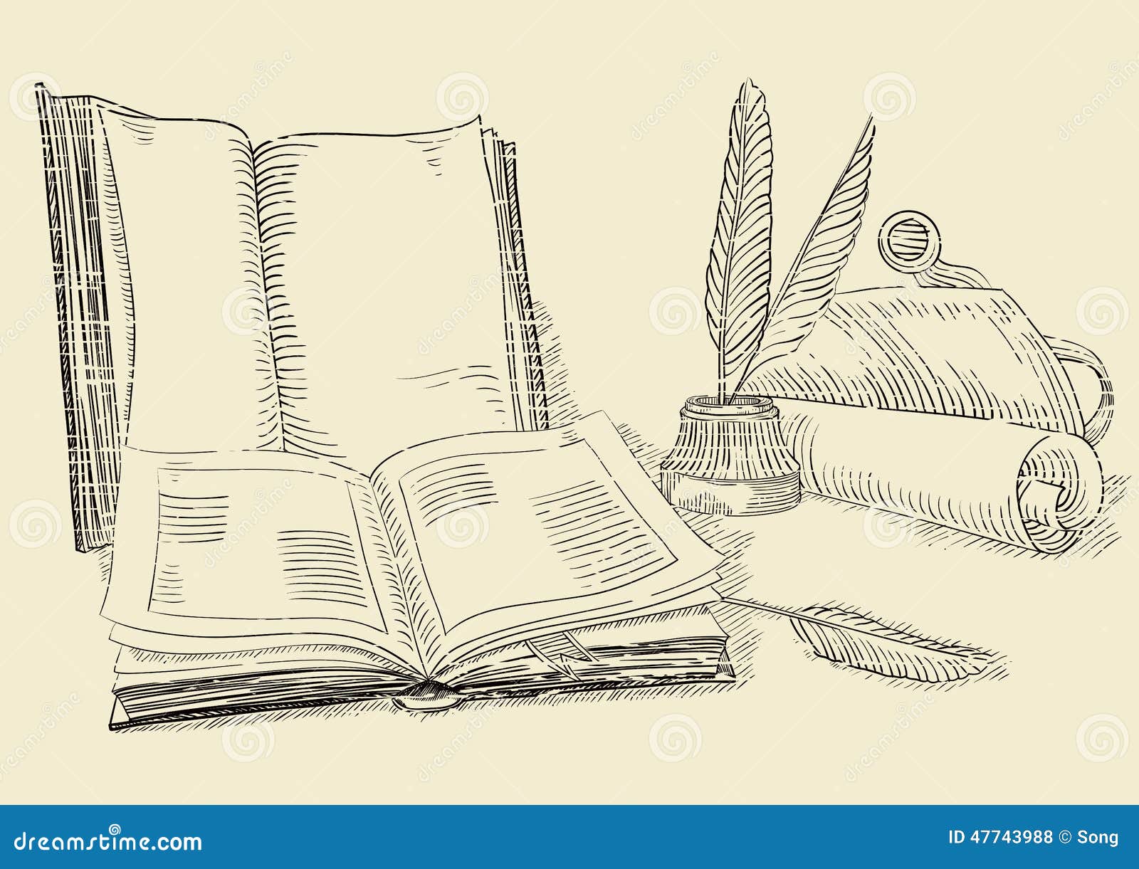 Retro books stock vector. Illustration of engraved, drawing - 47743988