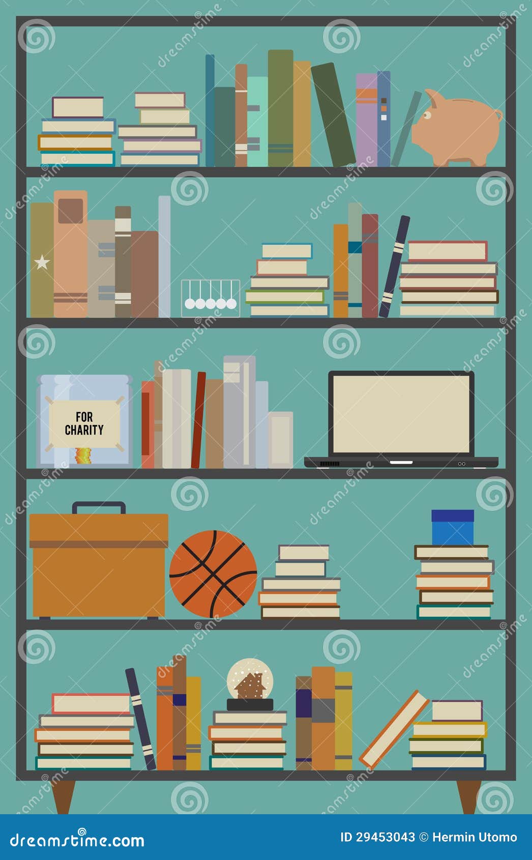 Retro Bookshelf stock vector. Illustration of book, vintage - 29453043