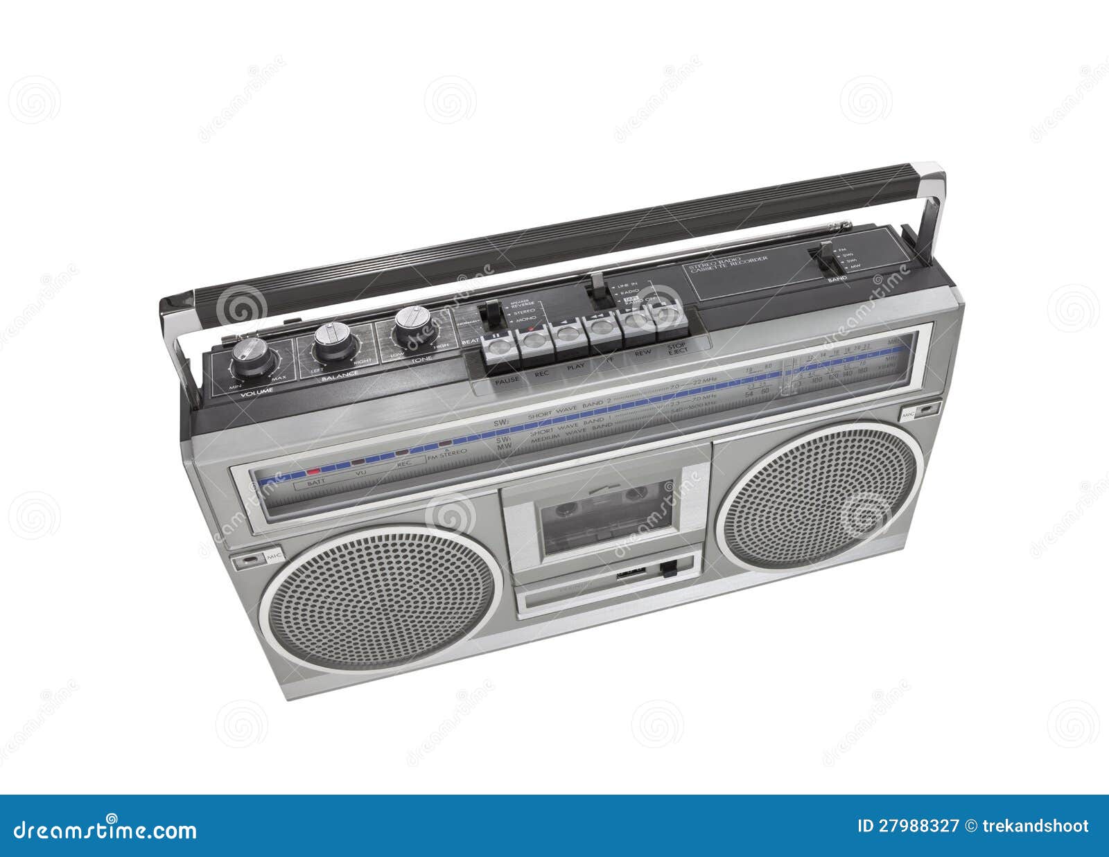 Retro Boom Box Portable Stereo Isolated Stock Image - Image of cassette ...
