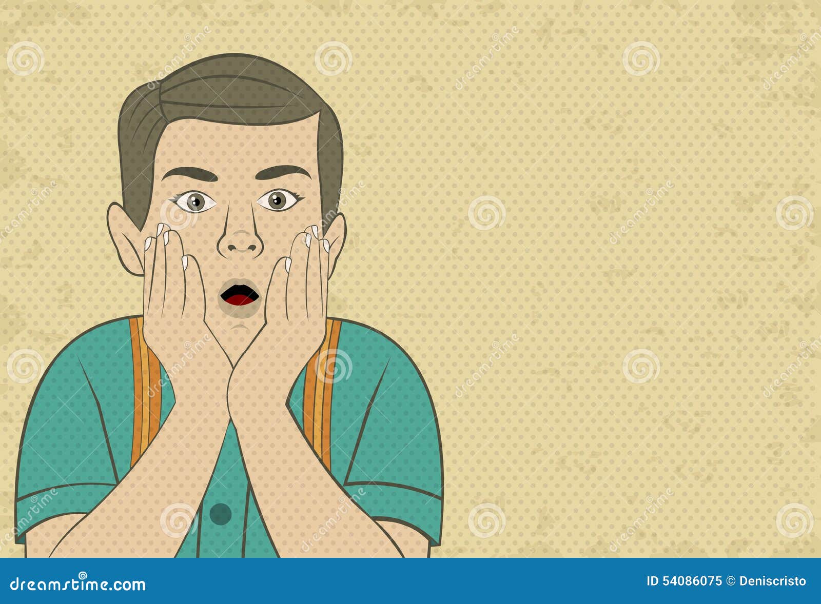 Retro boy surprised. stock vector. Illustration of expression - 54086075