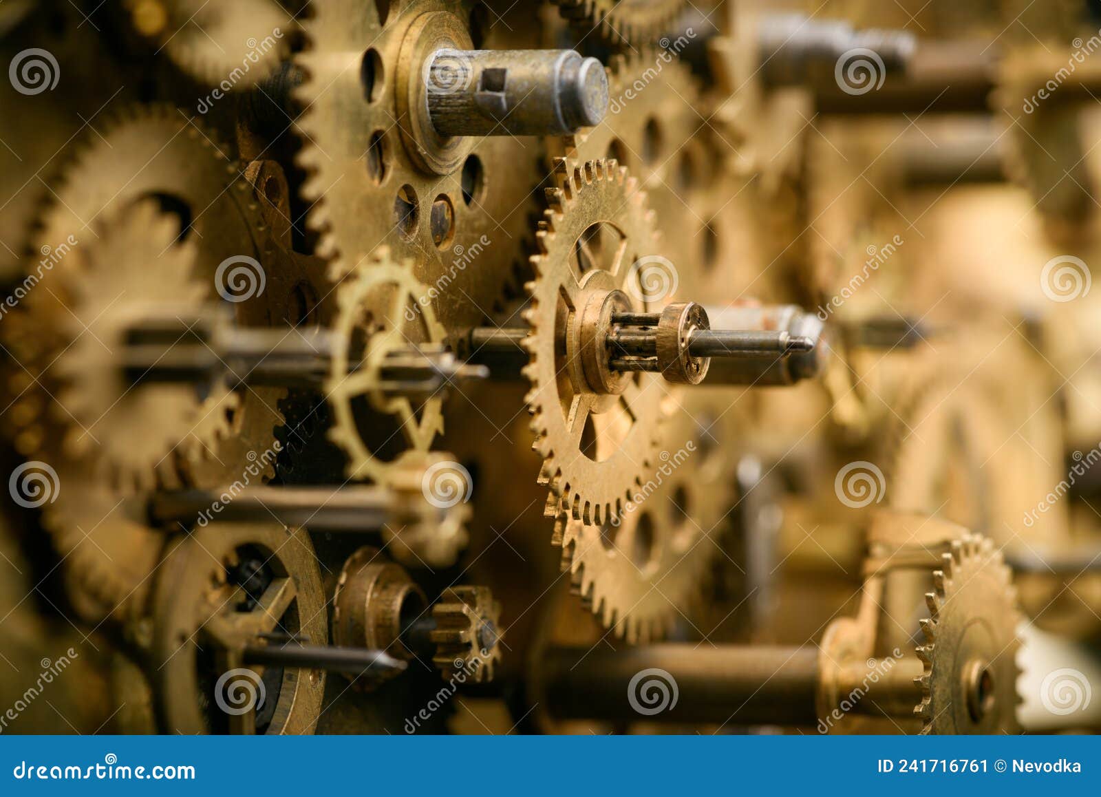 Retro brass gears and cogs stock image. Image of energy - 241716761