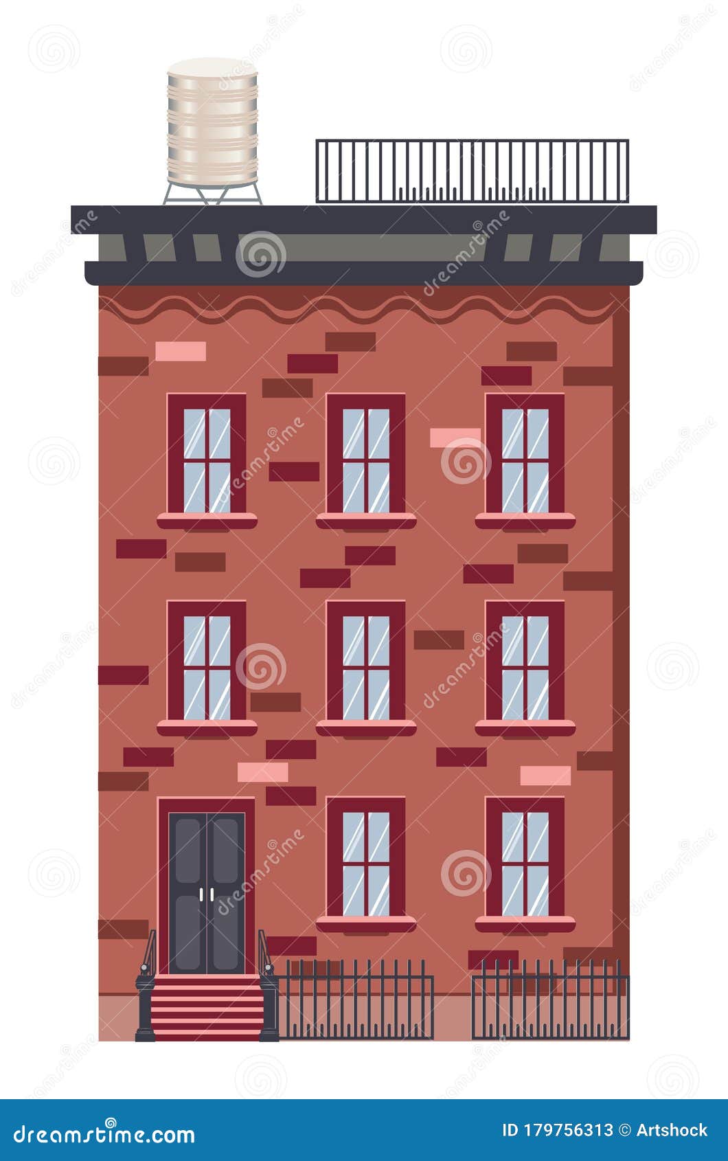 Retro brick house stock vector. Illustration of city - 179756313