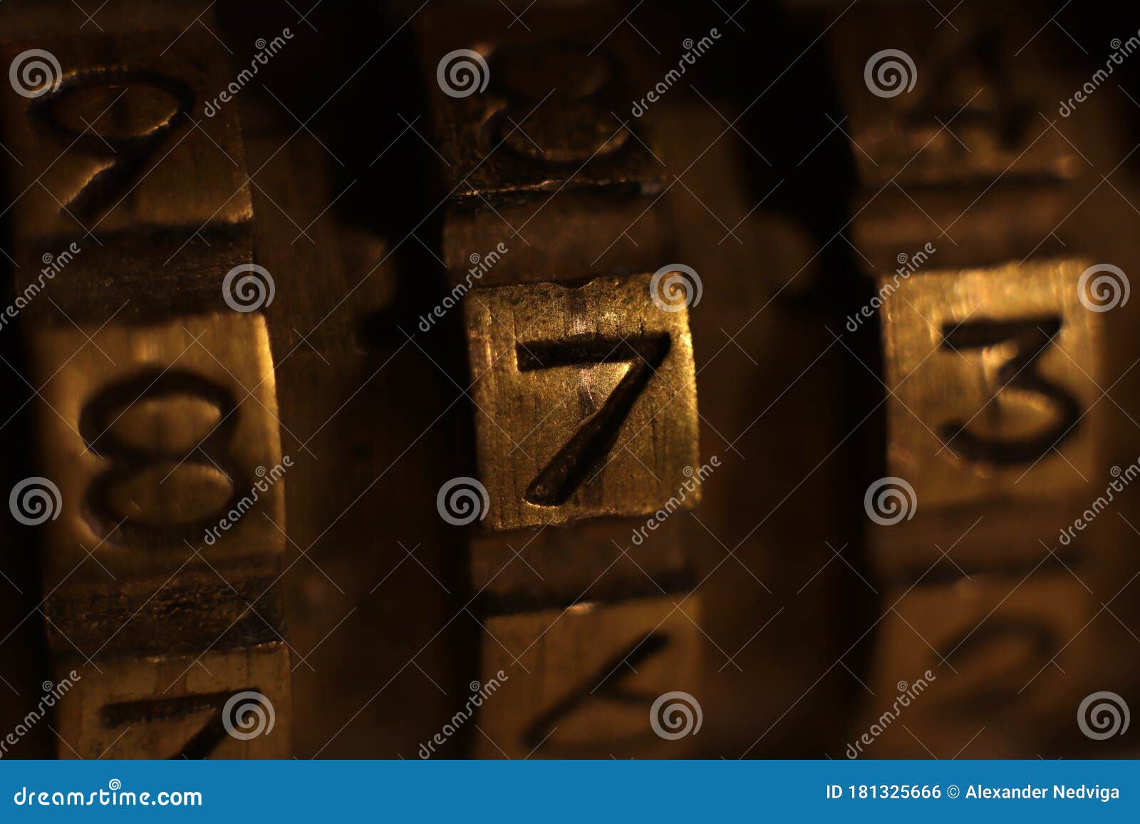 Retro Bronze Lock Number Combination. Stock Photo - Image of unlock ...