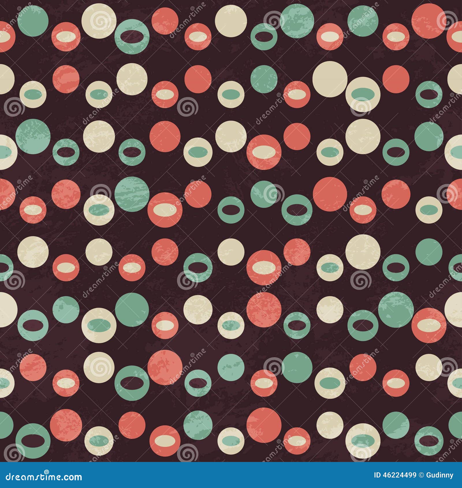 Retro Brown Circle Seamless Pattern Stock Vector - Illustration of ...