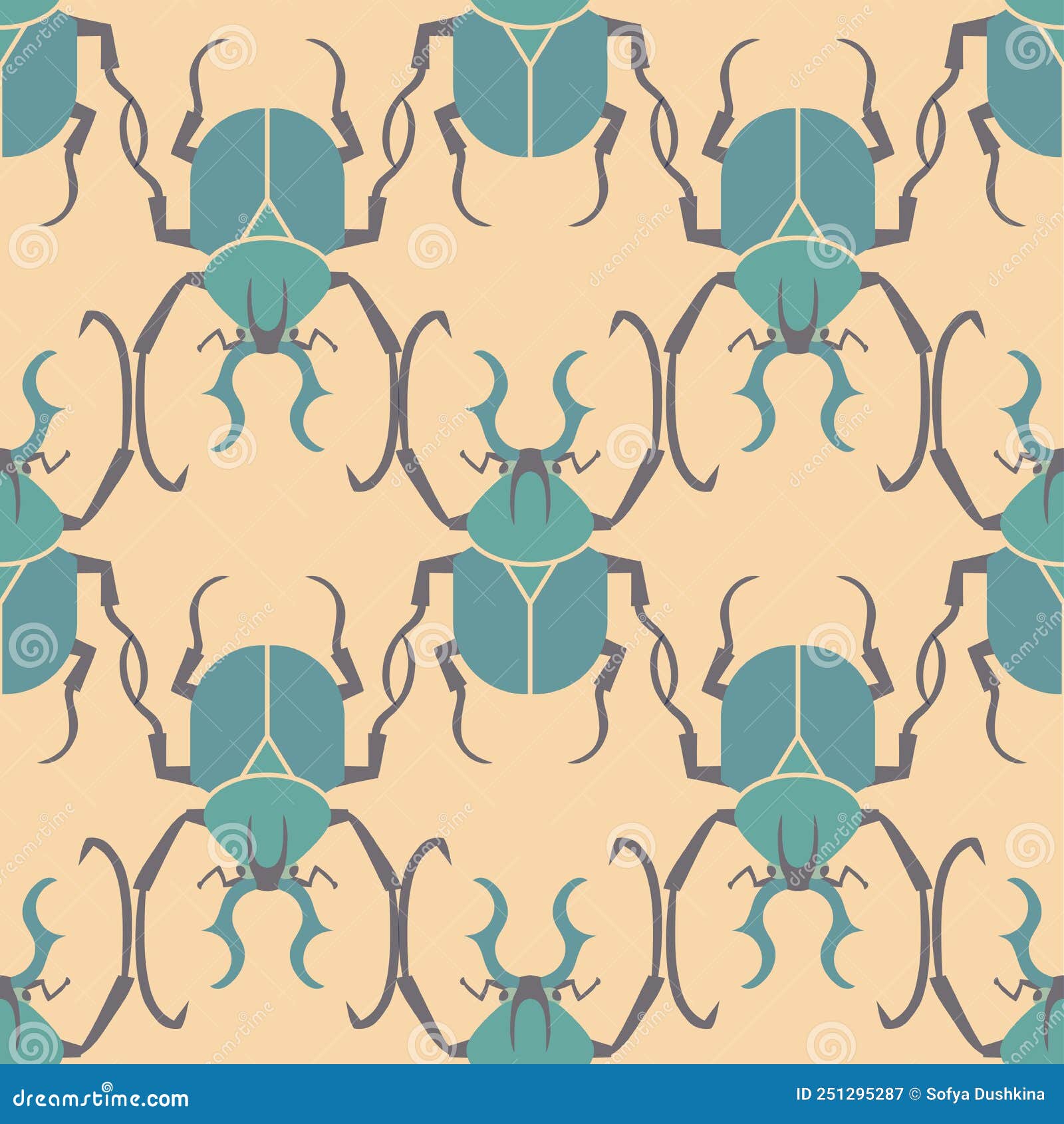 Retro Bug Seamless Pattern. Vector Geometric Print with Transparent ...