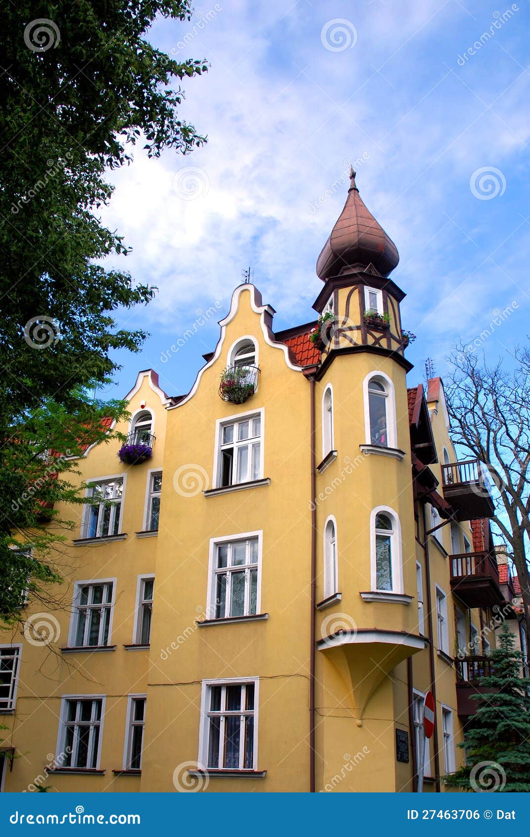 Retro building stock photo. Image of yellow, artchitecture - 27463706