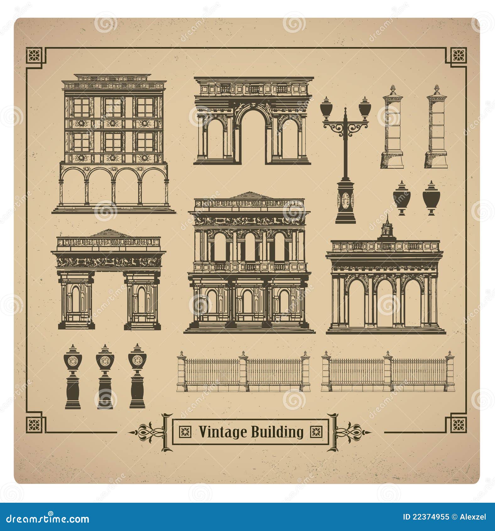 Retro Buildings Cartoon Vector | CartoonDealer.com #22374955