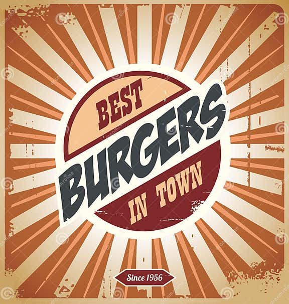 Retro burger sign stock vector. Illustration of grungy - 27438801
